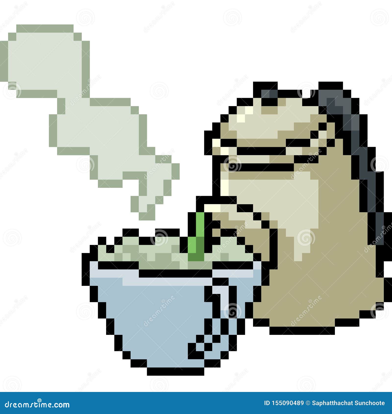 Vector pixel art green tea stock vector. Illustration of doodle - 155090489