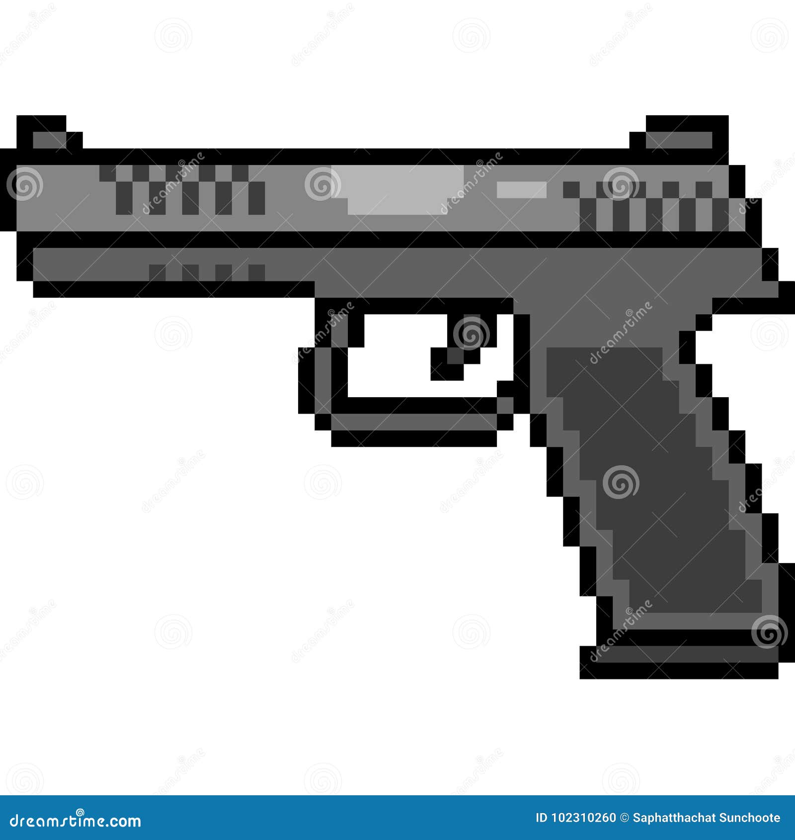 Vector pixel art gun stock vector. Illustration of side - 102310260