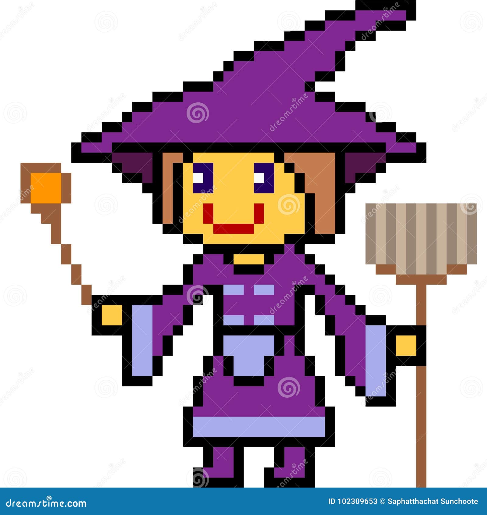 Vector Pixel Art Halloween Witch Stock Vector - Illustration of pixel ...