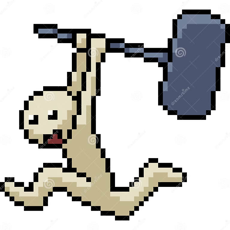 Vector Pixel Art Hammer Attack Stock Vector - Illustration of isolated ...