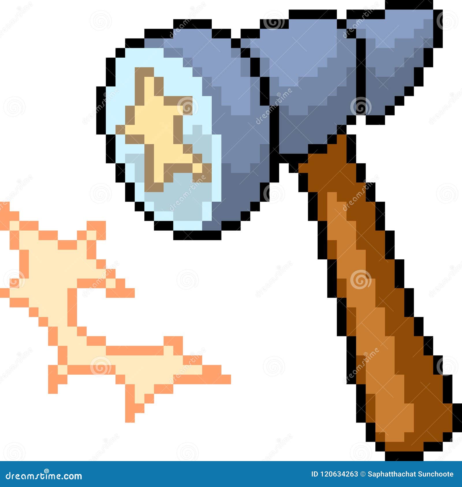 Vector pixel art hammer stock vector. Illustration of pixel - 120634263