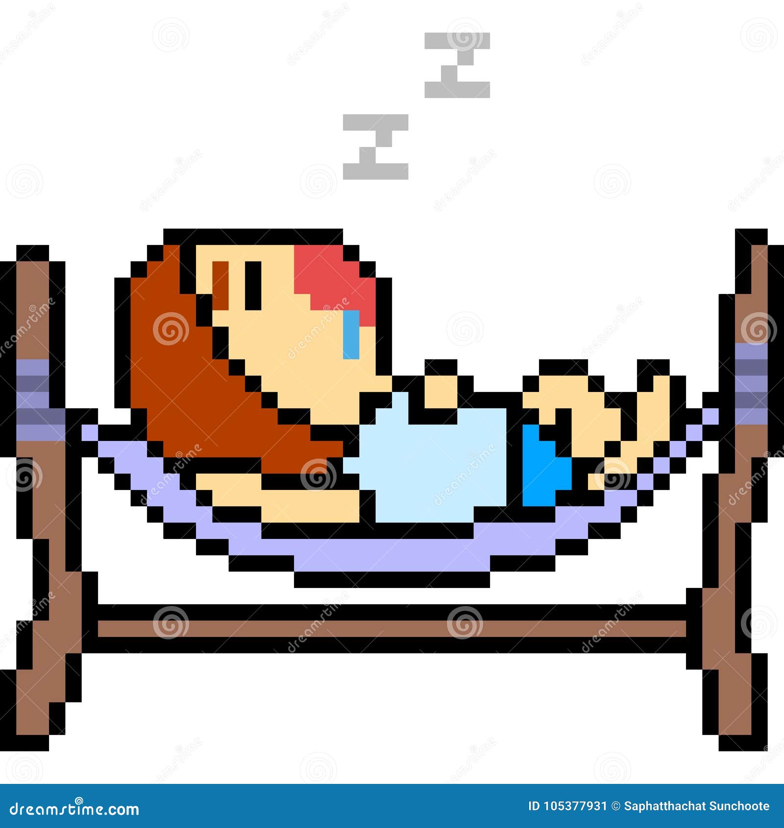 Vector Pixel Art Hammock Sleep Stock Vector - Illustration of chill ...