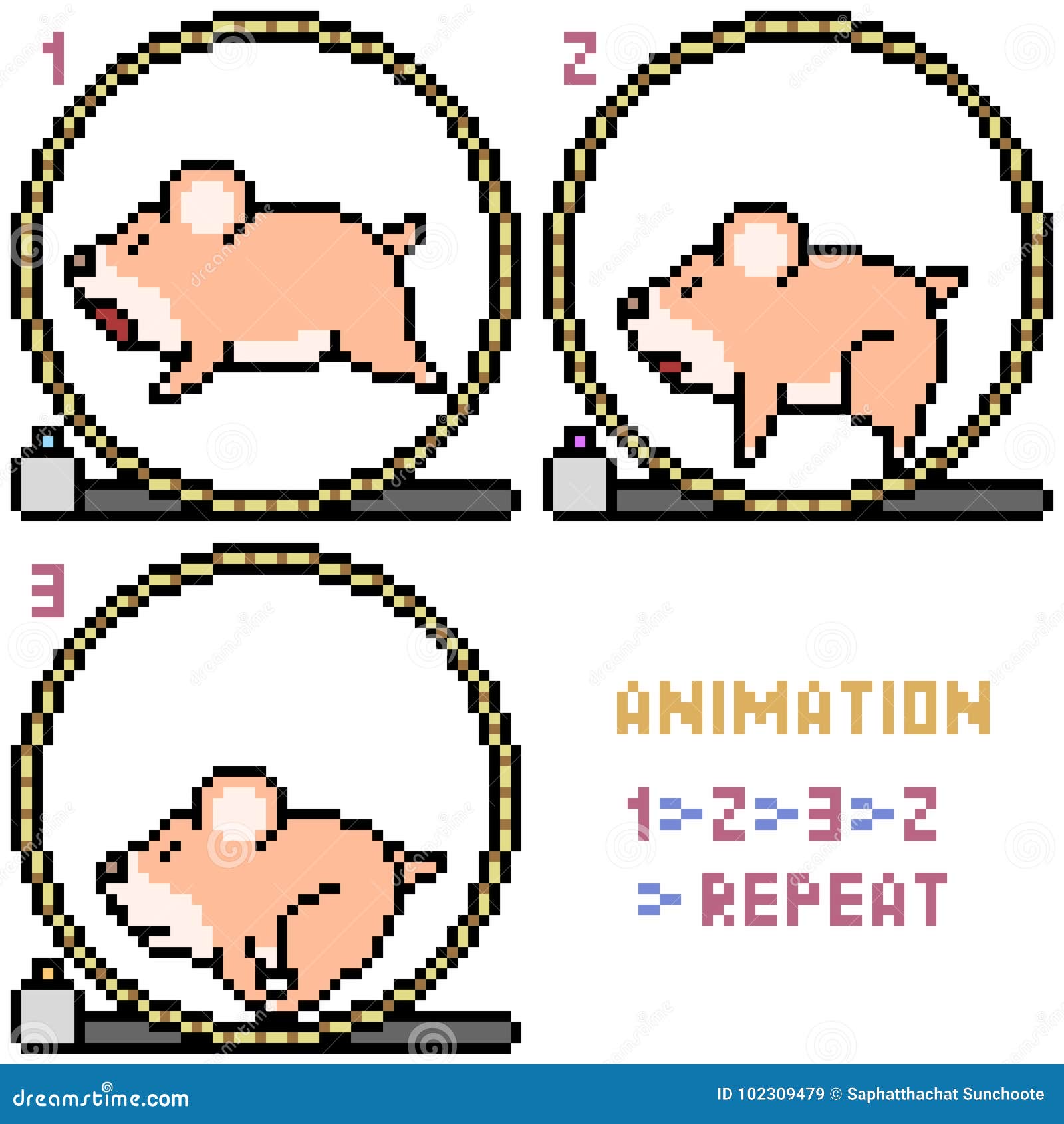 Vector Pixel Art Hamster Animation Frame Stock Vector - Illustration of ...