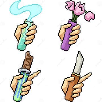 Vector Pixel Art Hand Hold Stuff Stock Vector - Illustration of peel ...