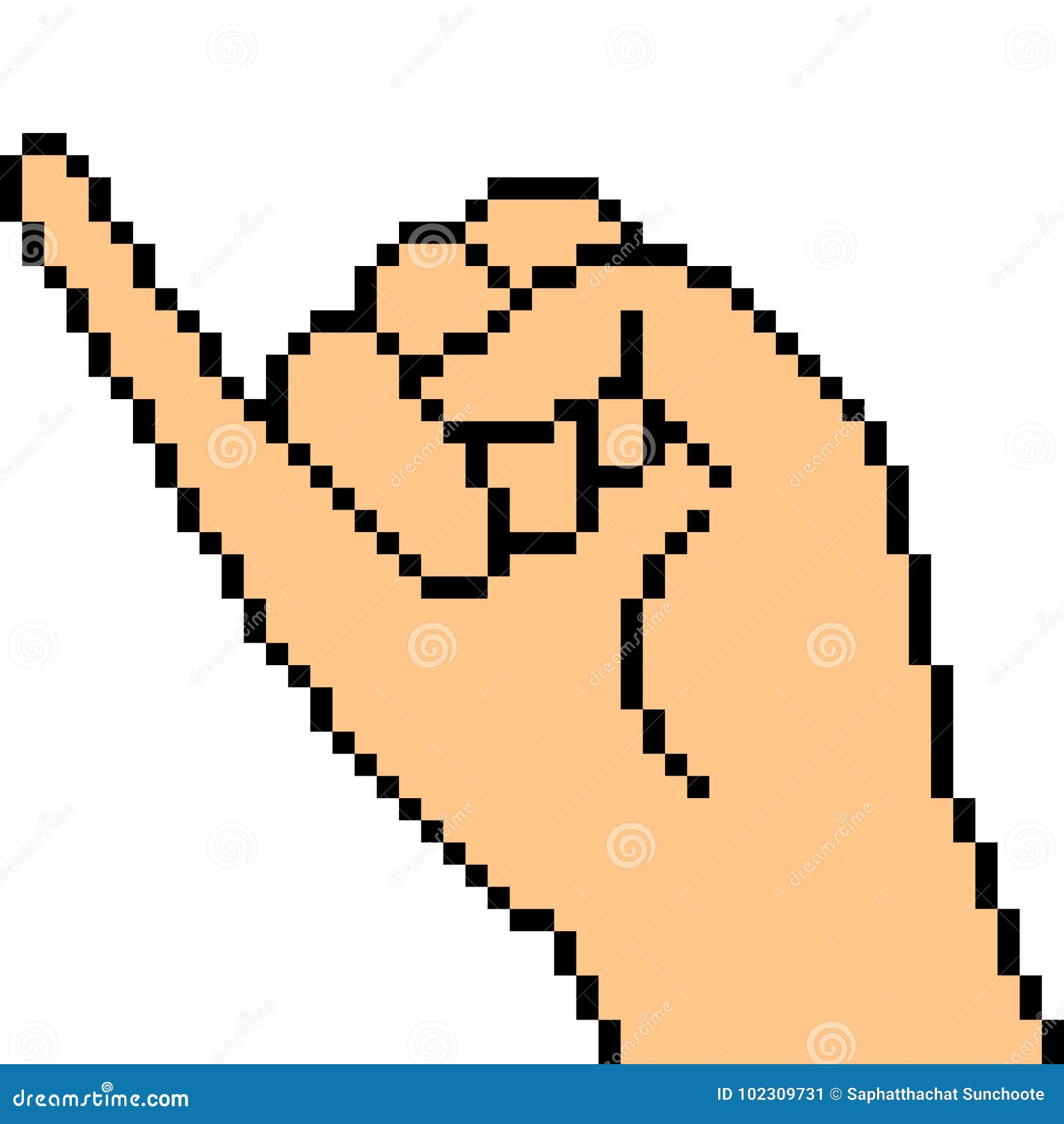 Vector Pixel Art Hand Sign Peace Stock Vector - Illustration of finger ...