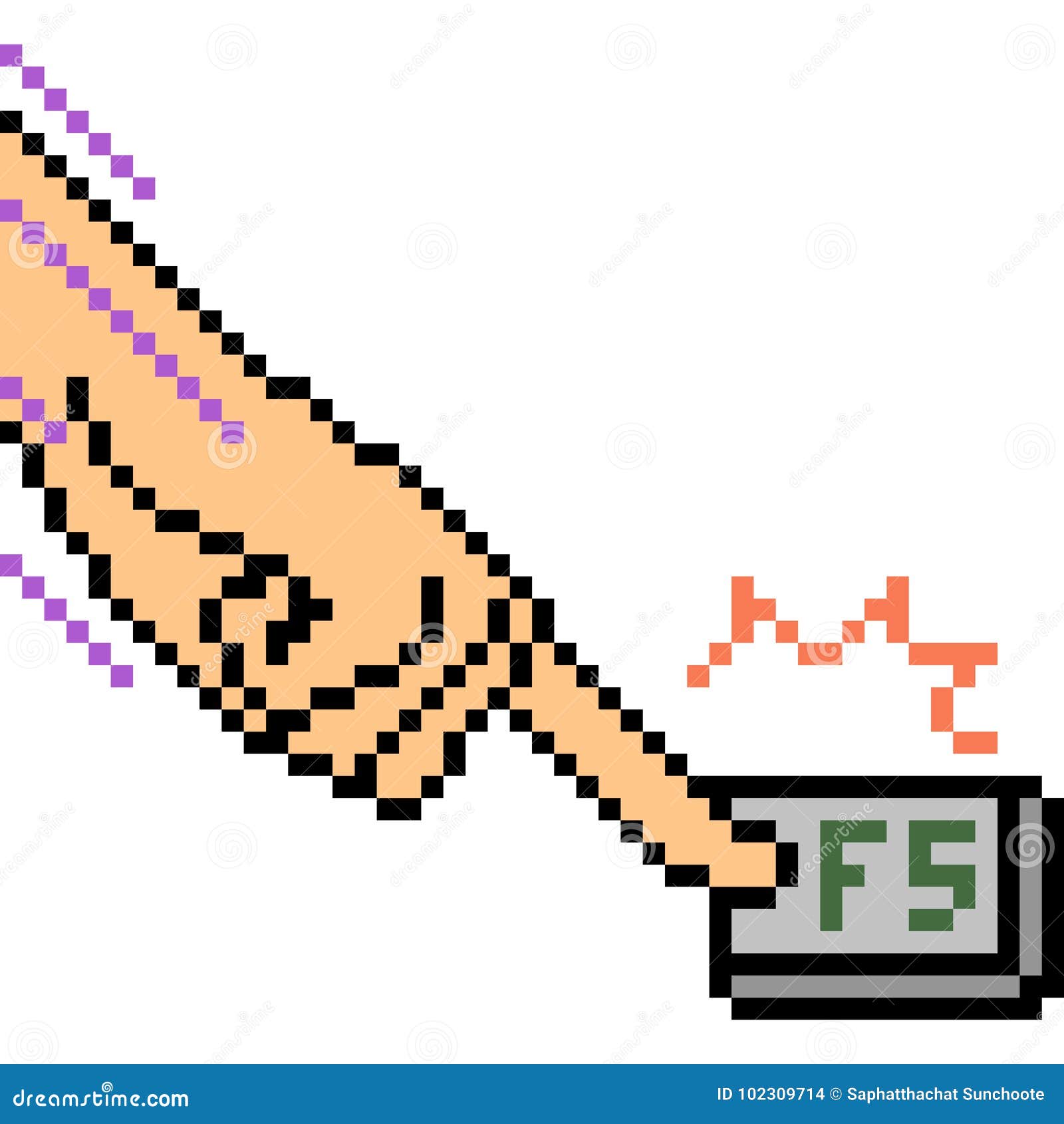 Vector Pixel Art Hand Sign Push Button Stock Vector - Illustration of ...