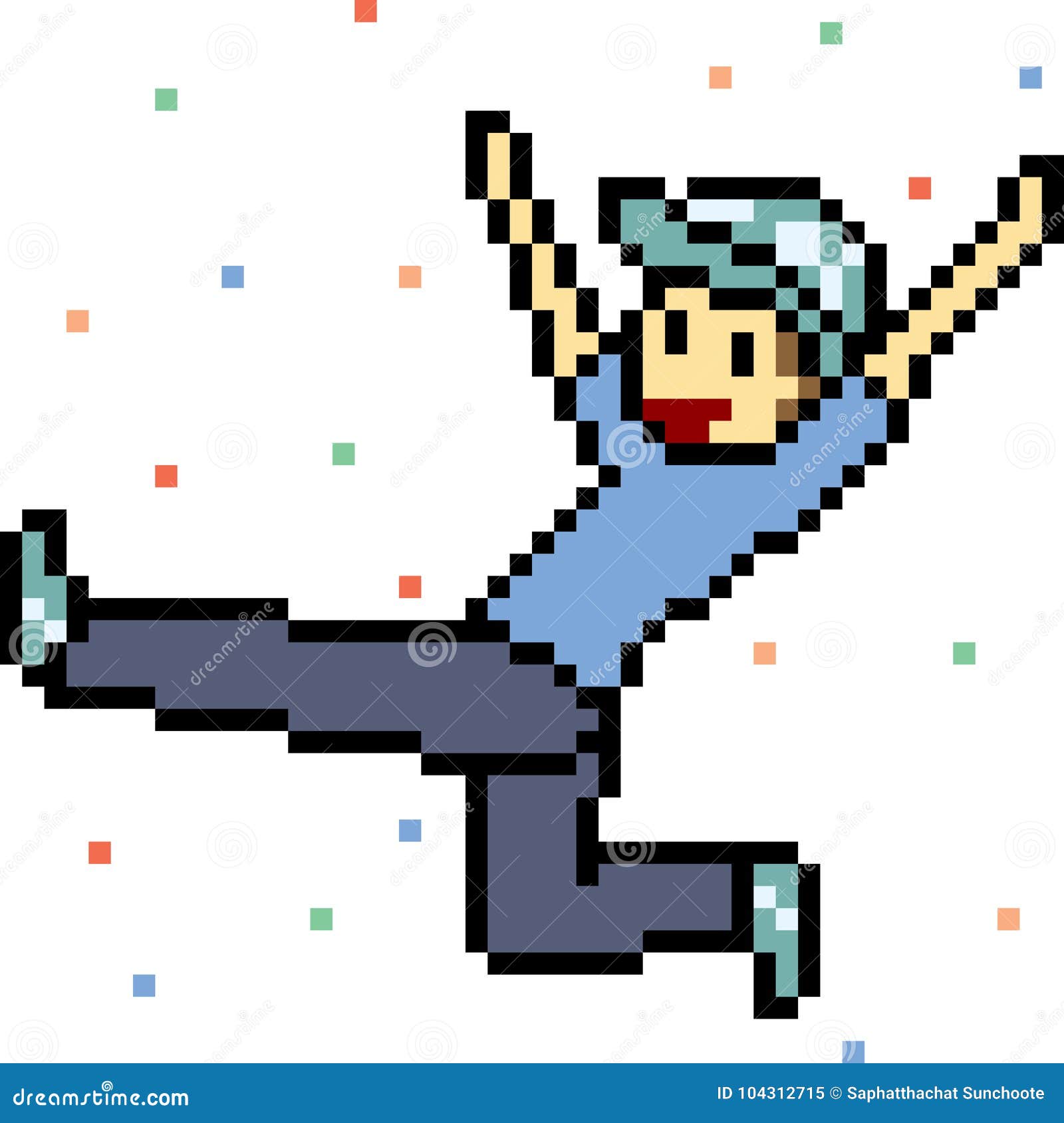 Vector Pixel Art Happy Jump Stock Vector - Illustration of jump, young ...