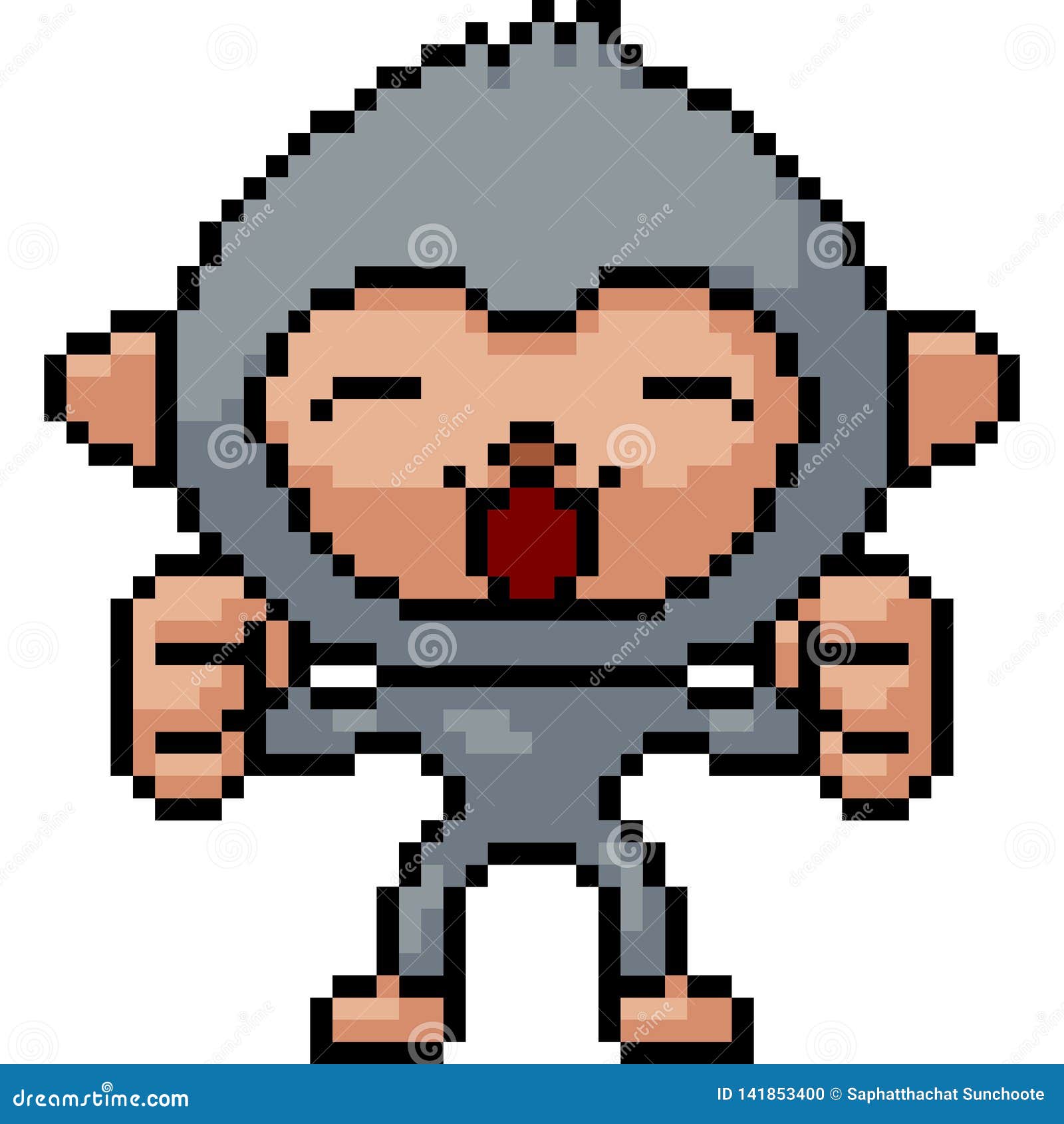 Vector Pixel Art Happy Monkey Stock Vector - Illustration of monkey ...