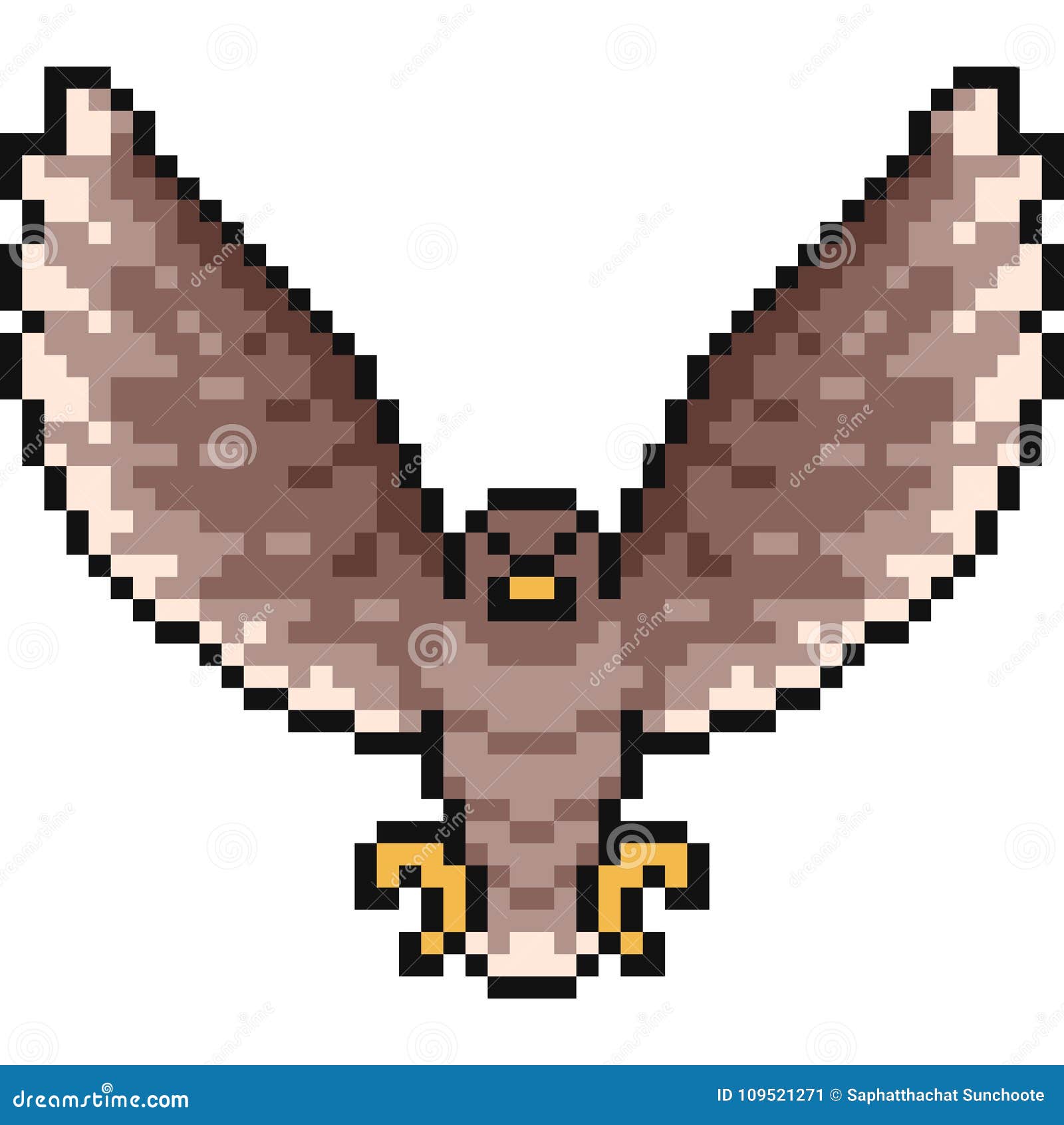 Vector pixel art hawk stock vector. Illustration of isolated - 109521271