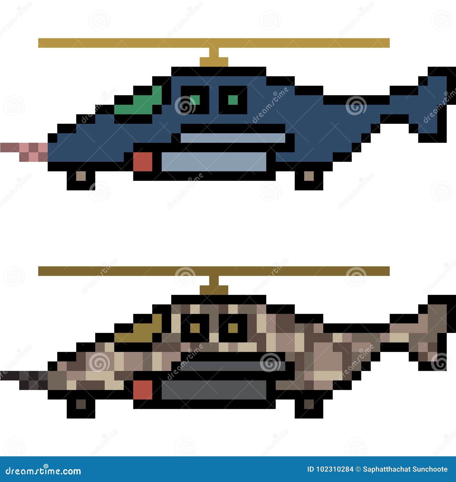 Vector Pixel Art Helicopter Stock Vector - Illustration of violence ...