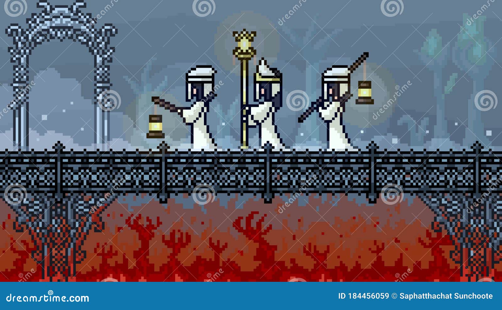 Vector Pixel Art Hell Bridge Stock Vector - Illustration of bridge ...