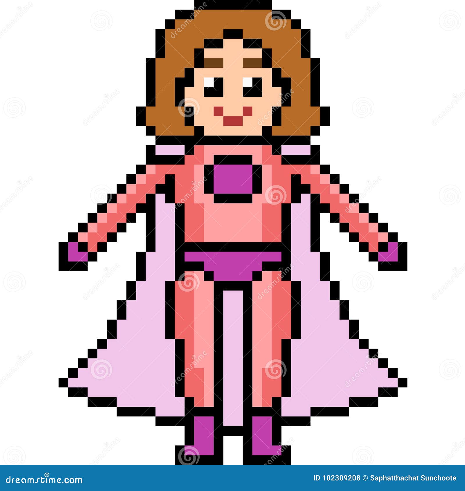 Vector pixel art heroine stock vector. Illustration of hero - 102309208