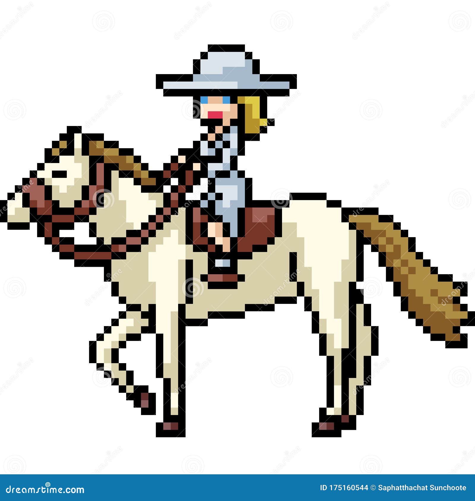 Vector Pixel Art Horse Riding Stock Illustration - Illustration of ...