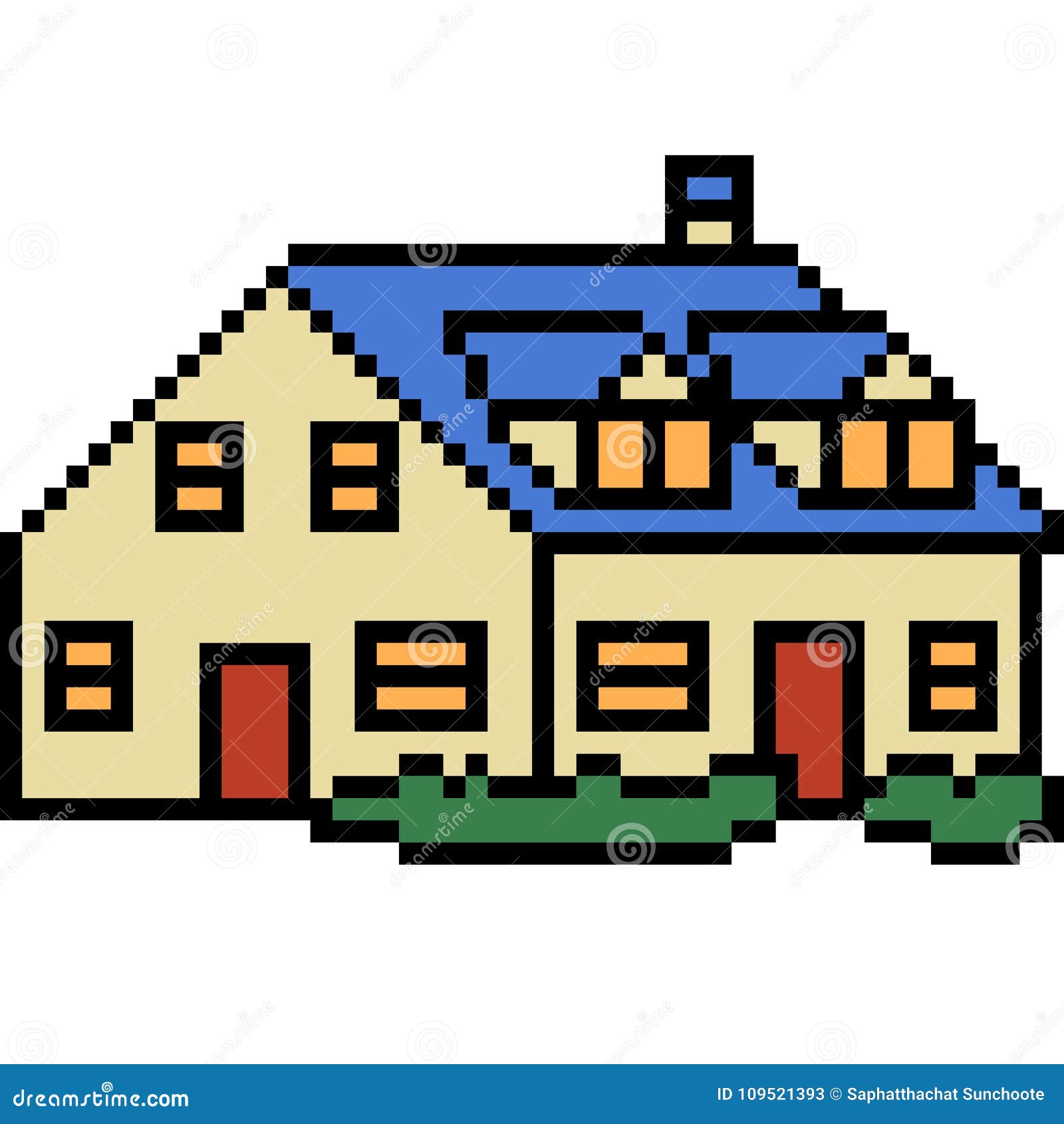 Vector pixel art house stock vector. Illustration of vector - 109521393