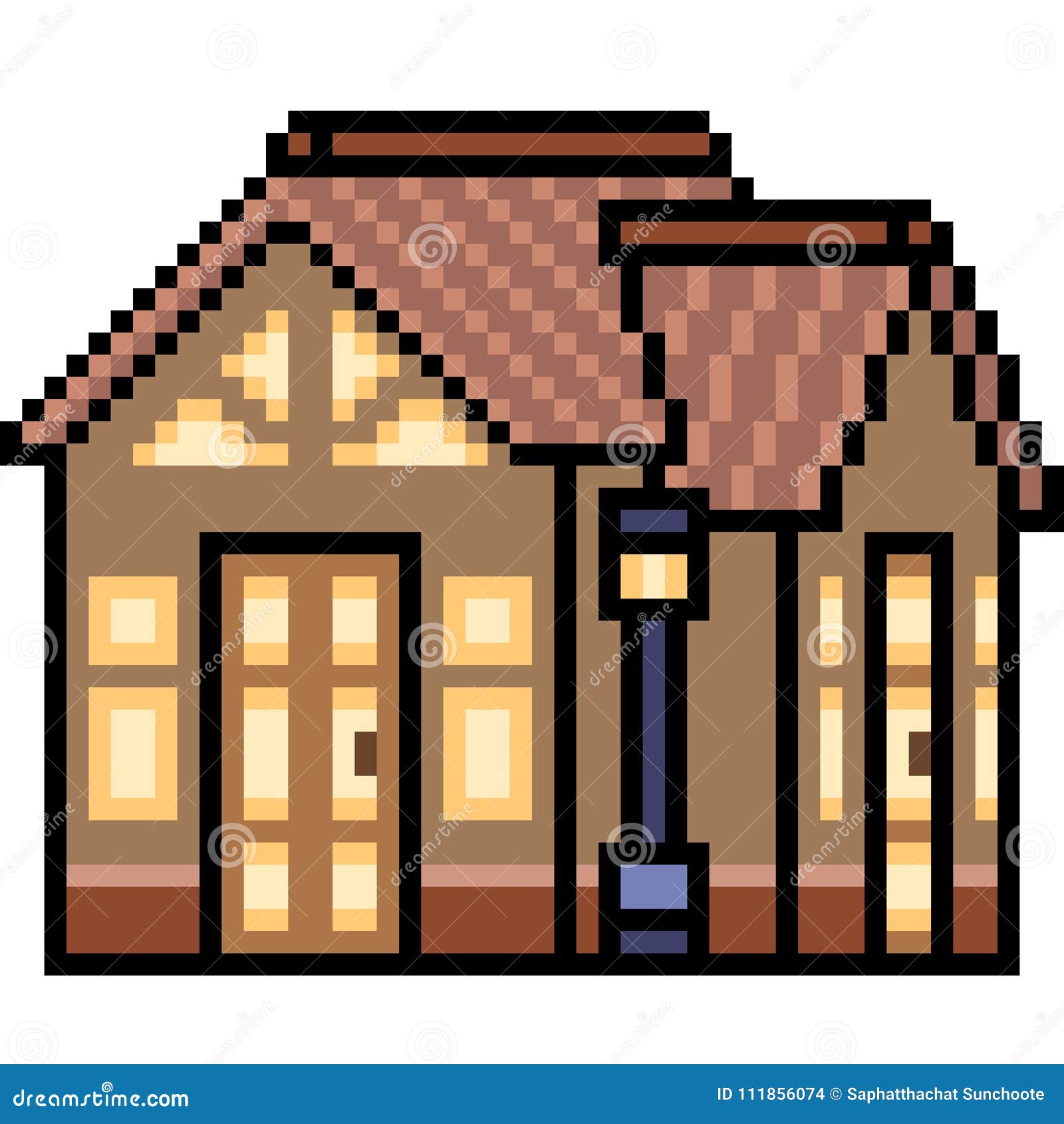 Vector pixel art house stock vector. Illustration of pixel - 111856074