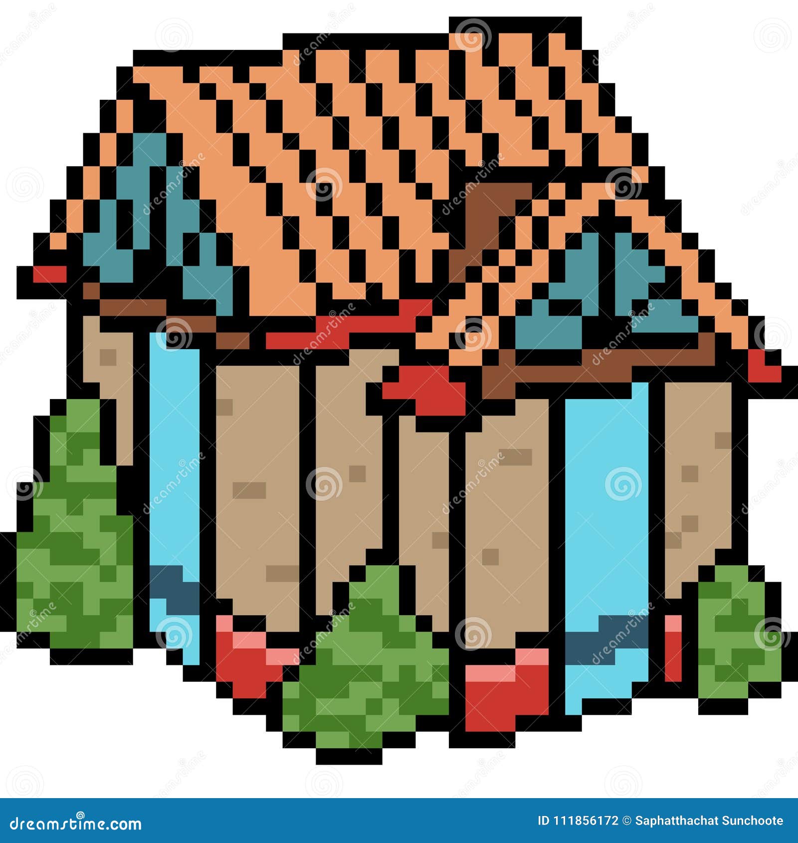 Vector pixel art house stock vector. Illustration of cute - 111856172