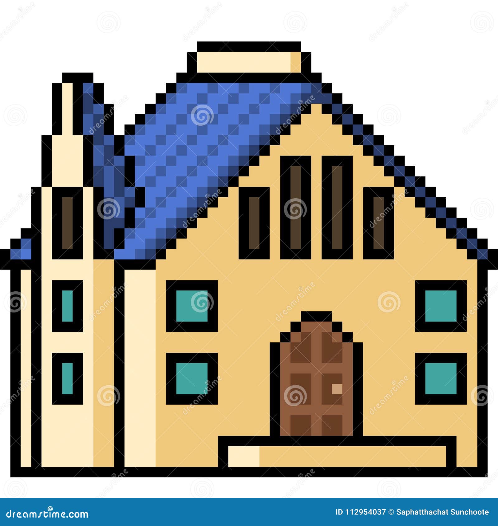 Vector pixel art house stock vector. Illustration of house - 112954037