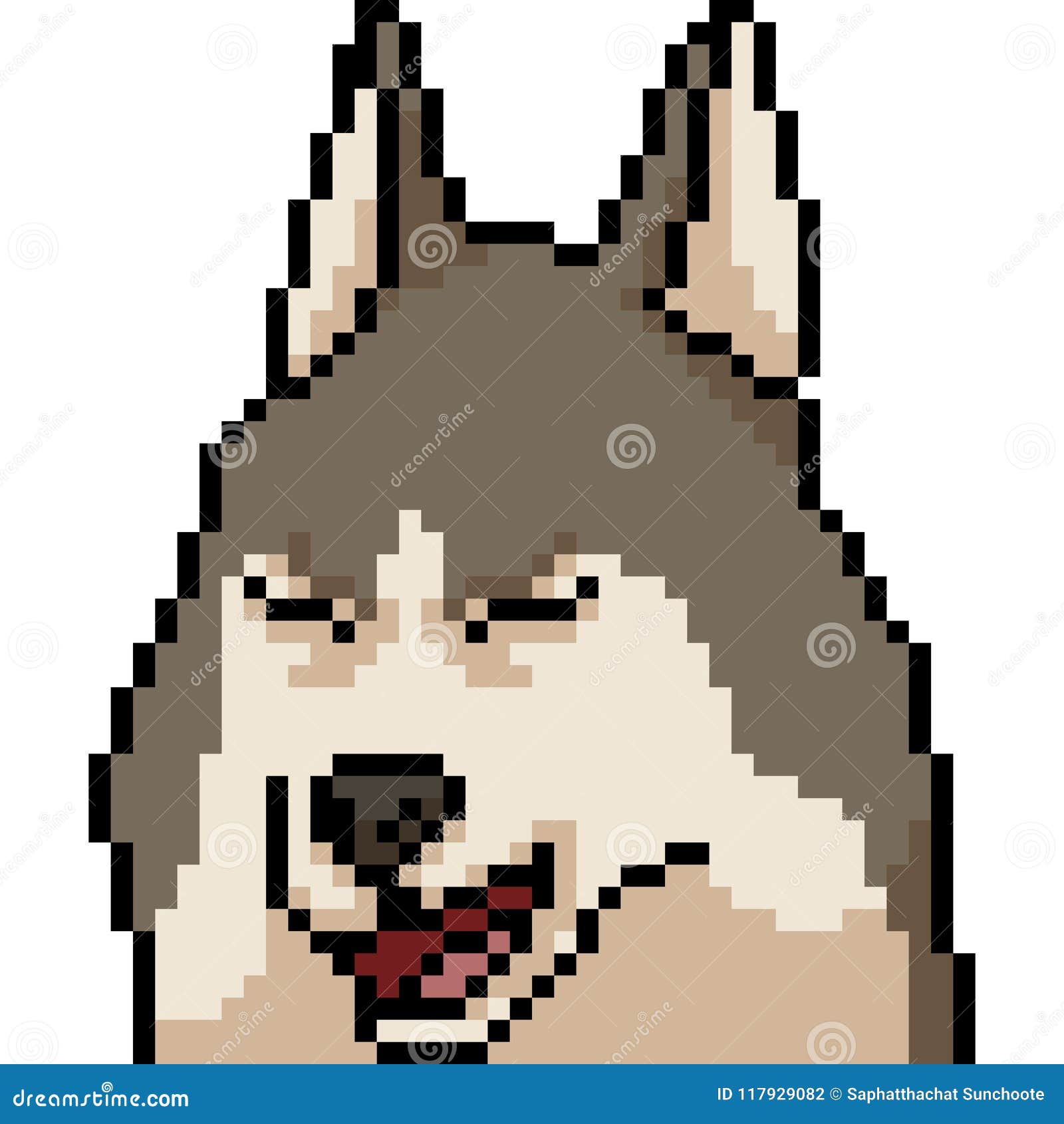 Vector Pixel Art Husky Face Expression Stock Vector - Illustration of ...