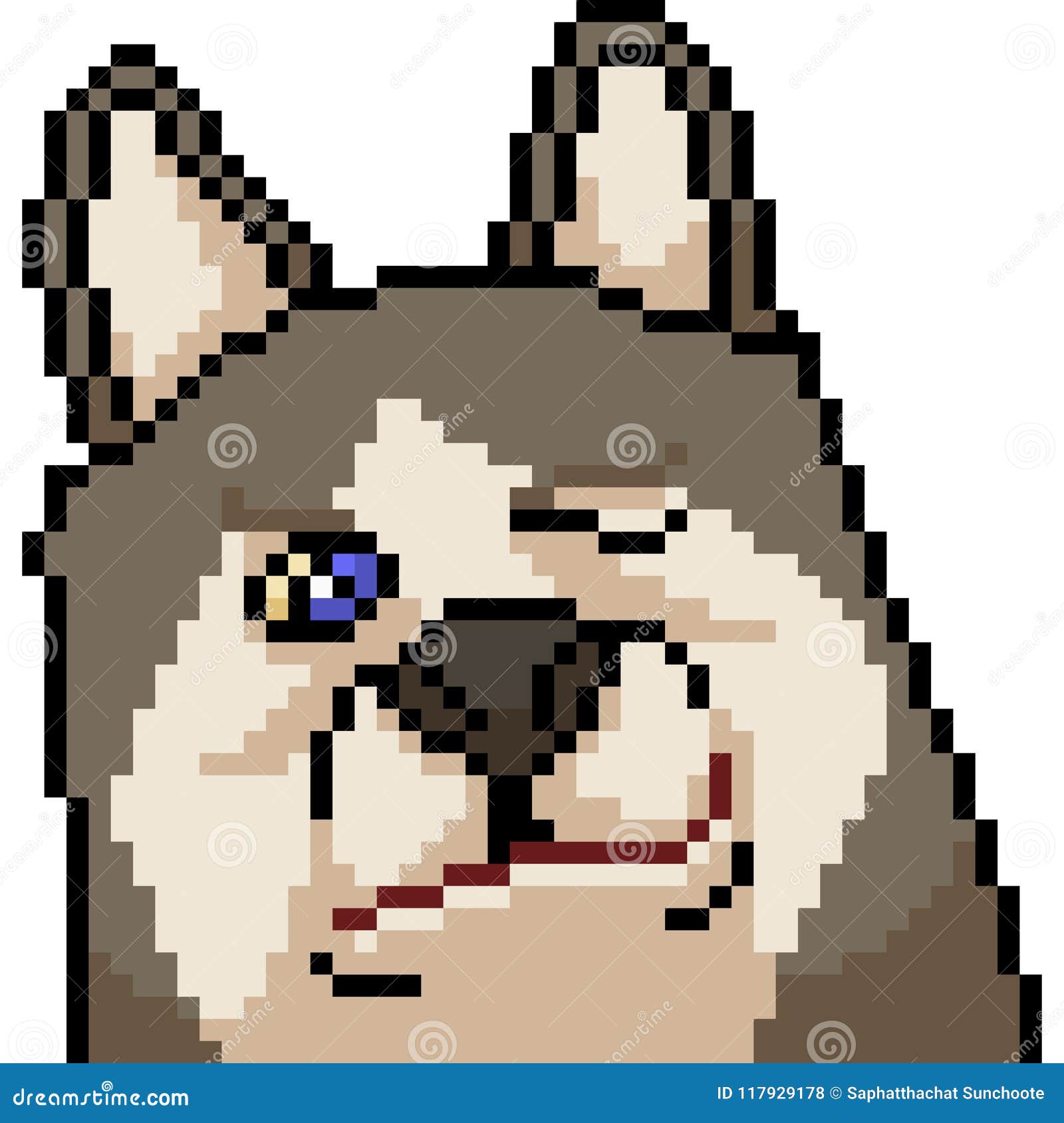 Vector Pixel Art Husky Face Expression Stock Vector - Illustration of ...