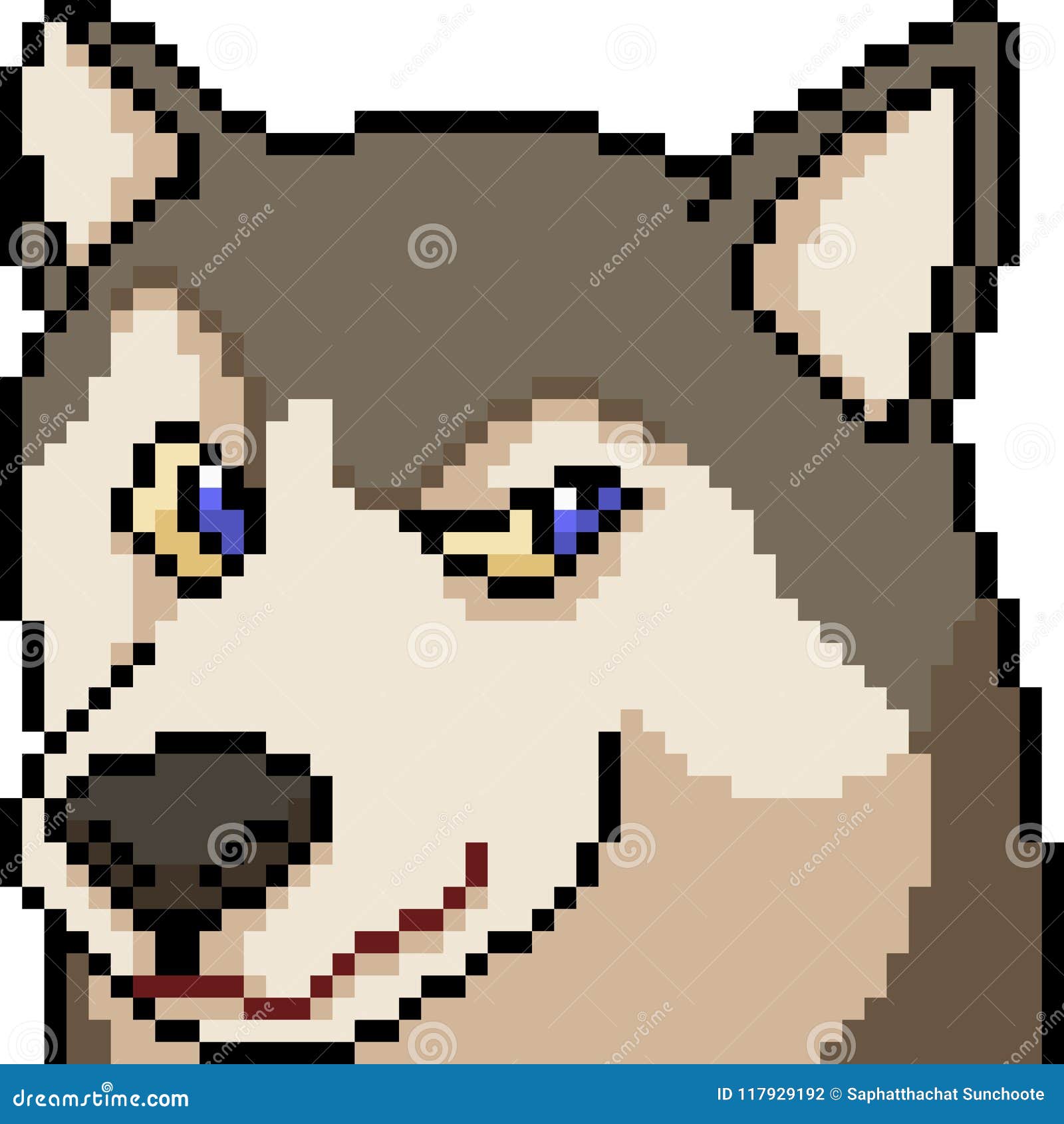 Vector Pixel Art Husky Face Expression Stock Vector - Illustration of ...