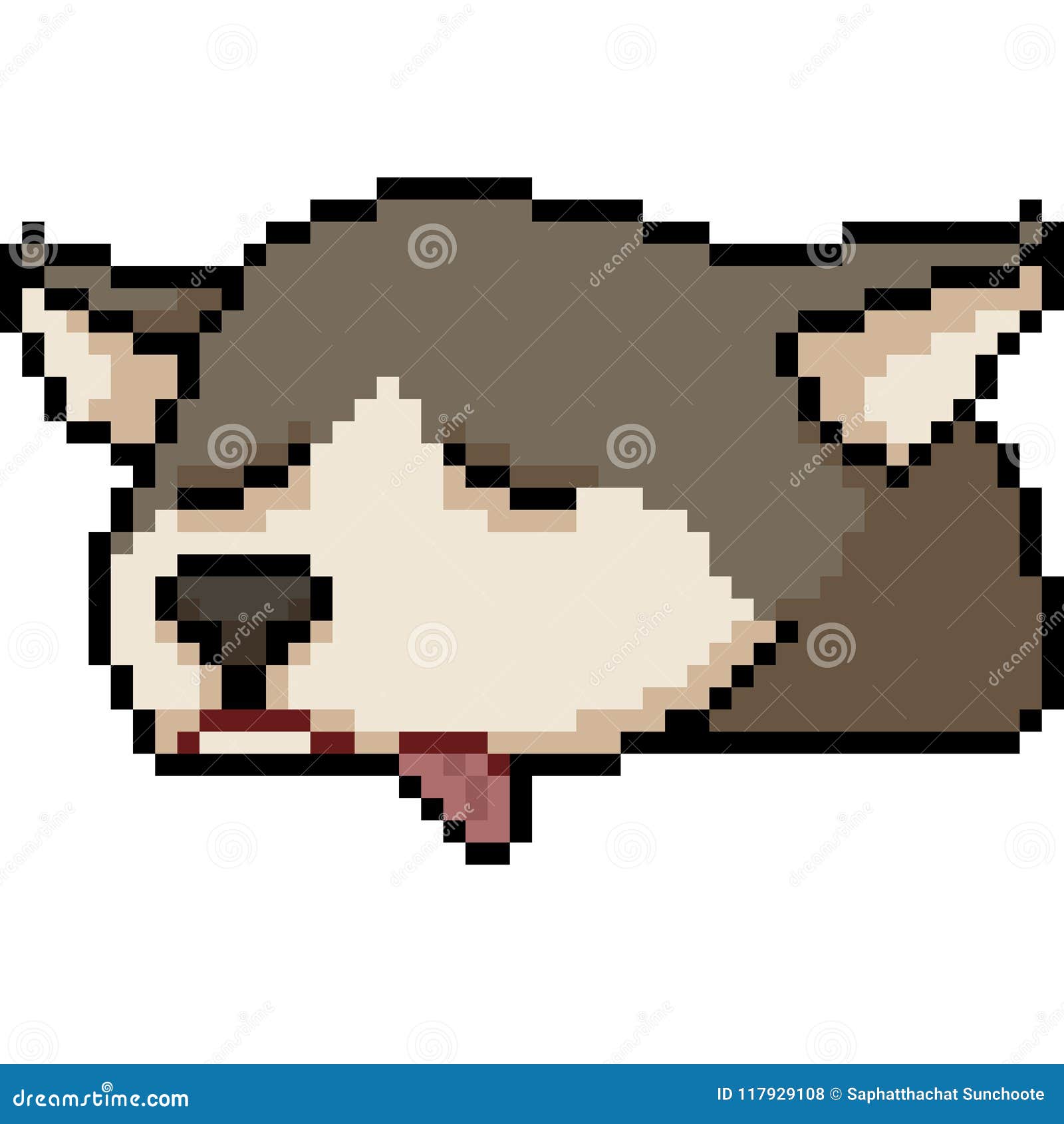 Vector Pixel Art Husky Face Expression Stock Vector - Illustration of ...