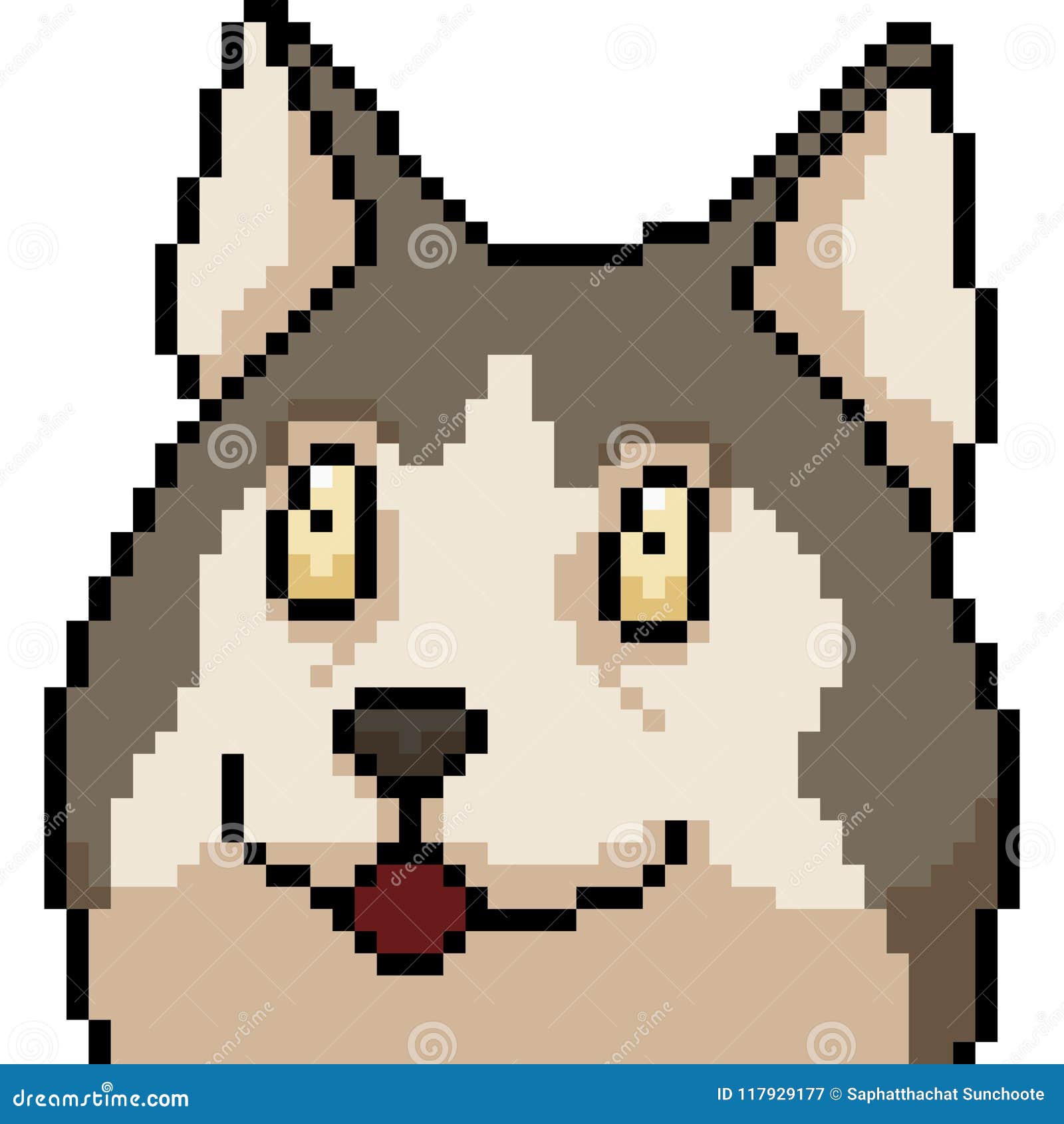 Vector Pixel Art Husky Face Expression Stock Vector - Illustration of ...