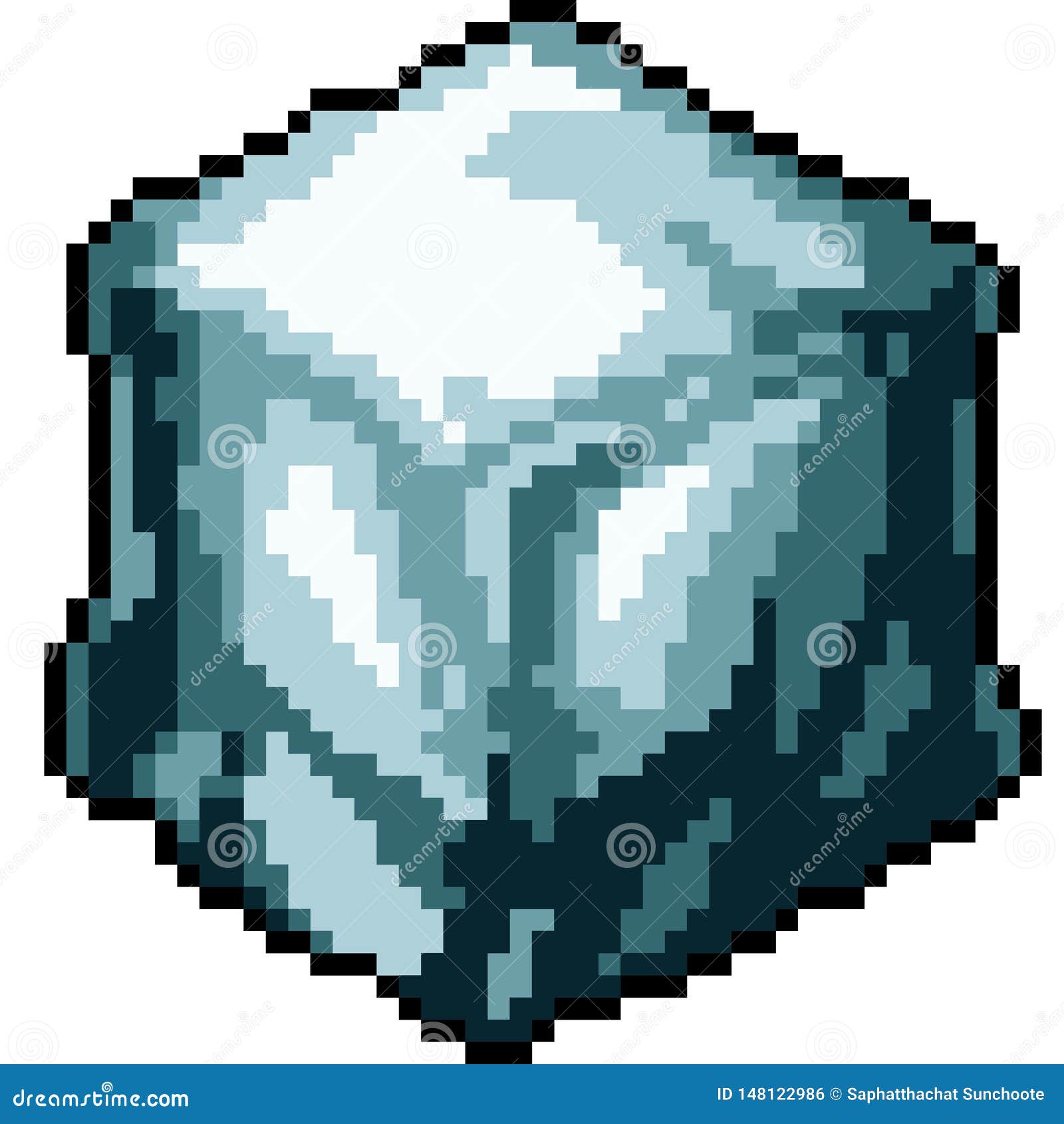 Vector pixel art ice cube stock vector. Illustration of pixel - 148122986