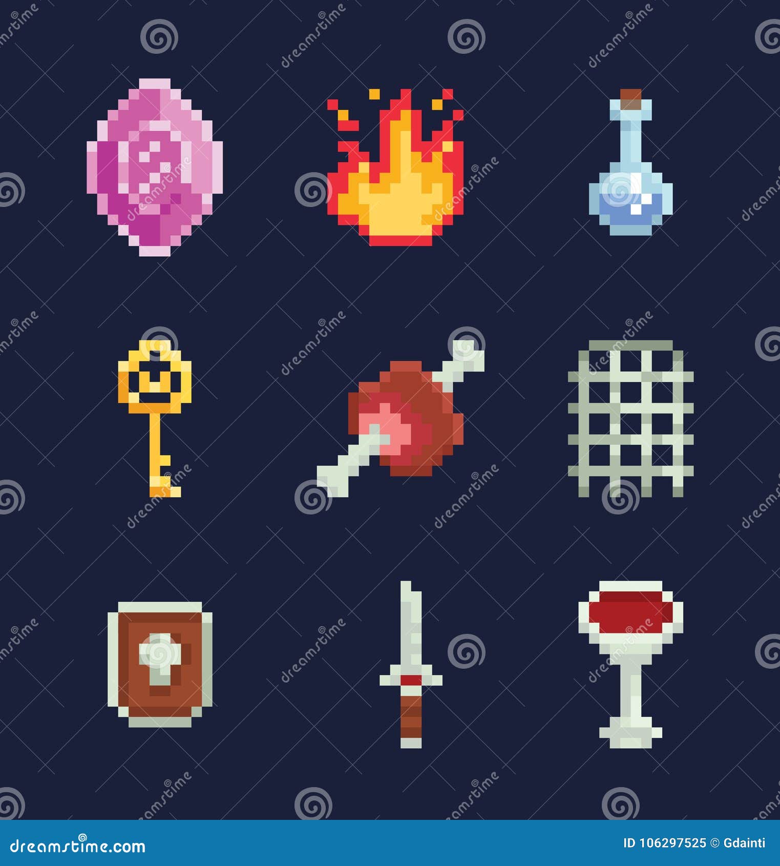 Vector Pixel Art Illustration Isons For Fantasy Adventure Game ...