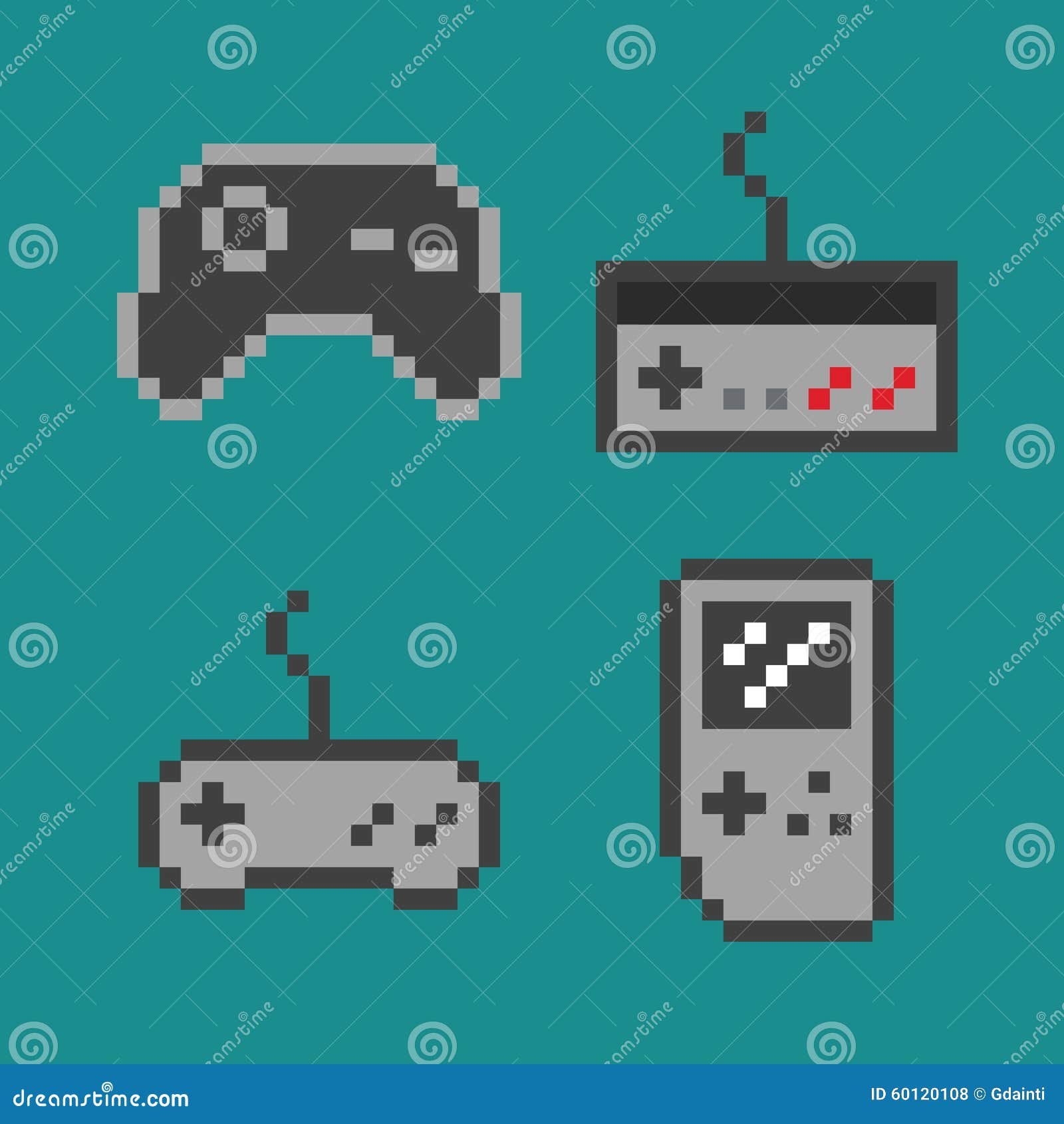 Vector Pixel Art Illustration - Simple Gamepads Stock Vector ...