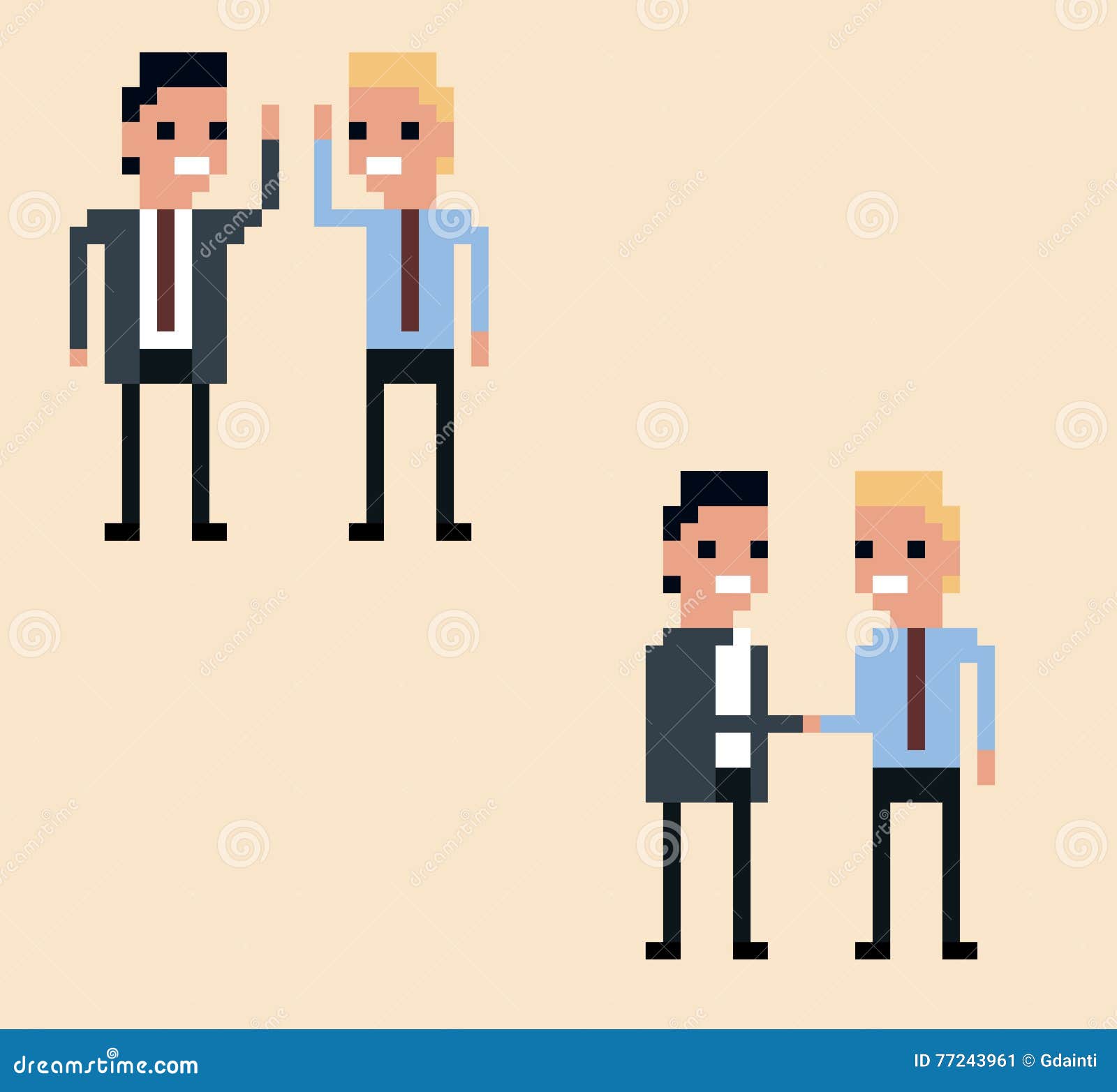 Pixel Art Businessman Sprite Staying, Back And Cartoon Vector ...