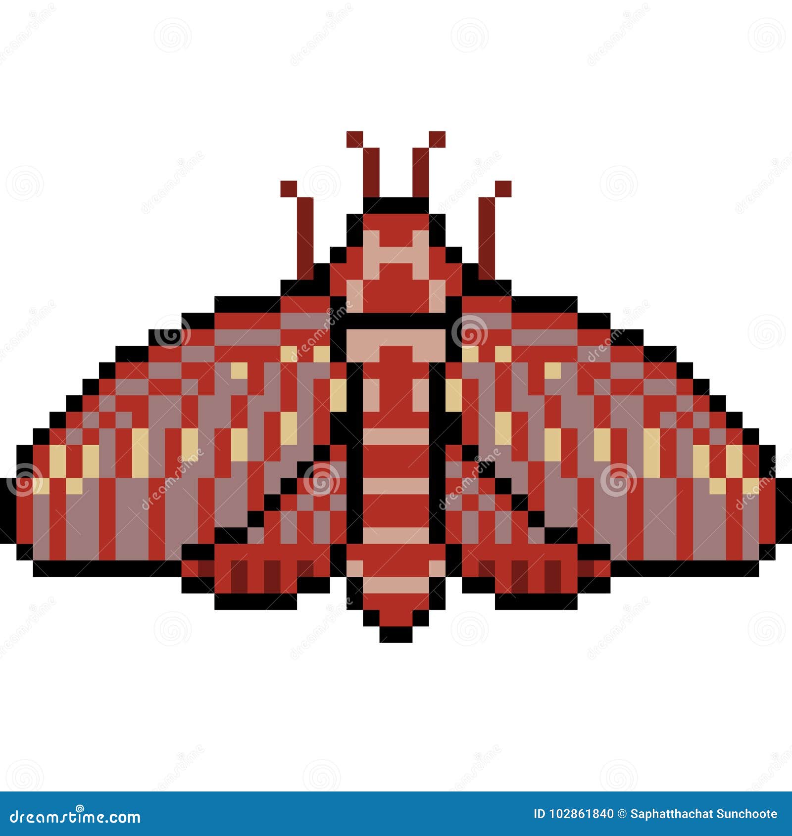 Vector Pixel Art Insect Moth Stock Vector - Illustration of vector ...