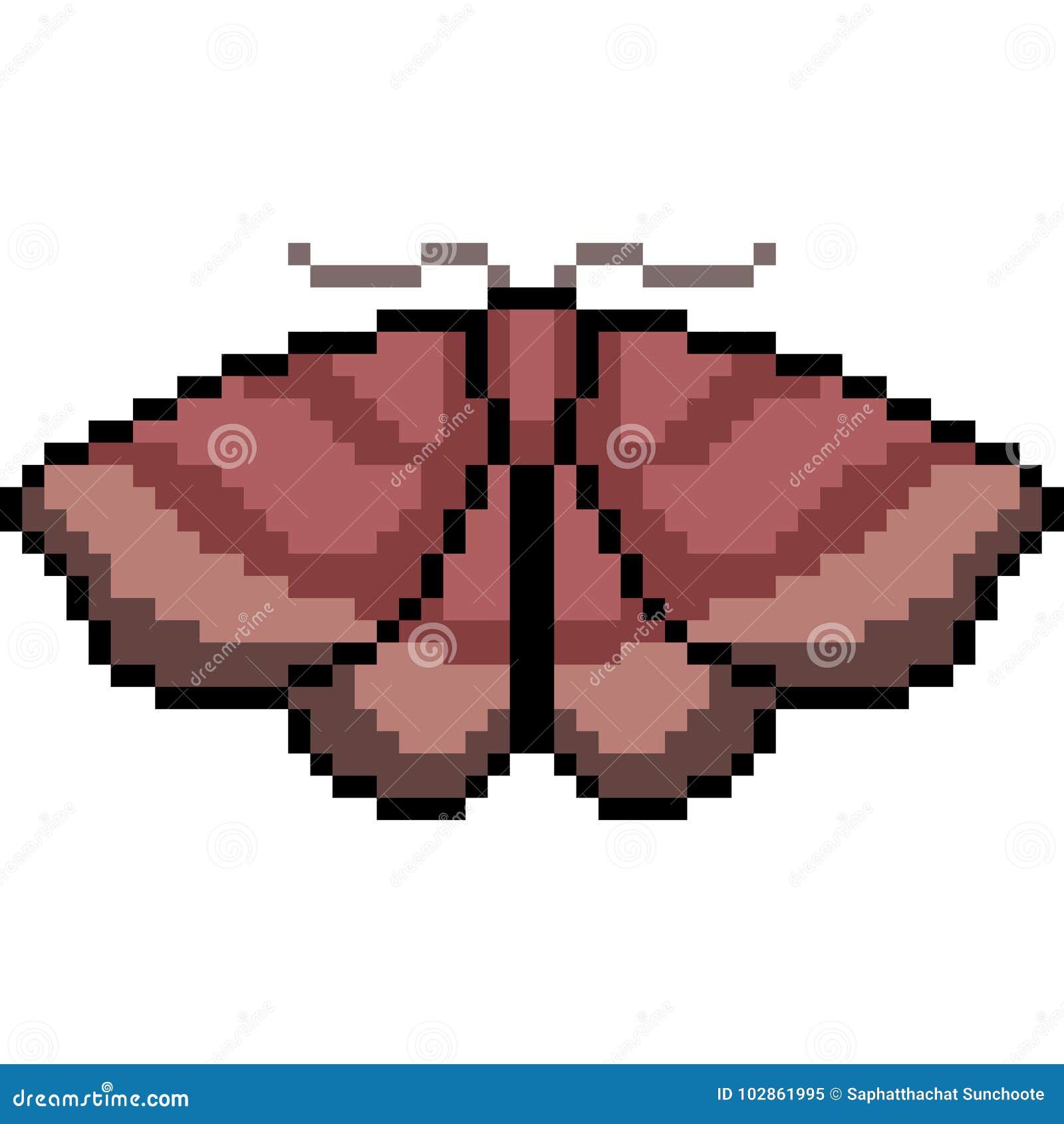 Pixel Art Insect Moth Cartoon Vector | CartoonDealer.com #102862165