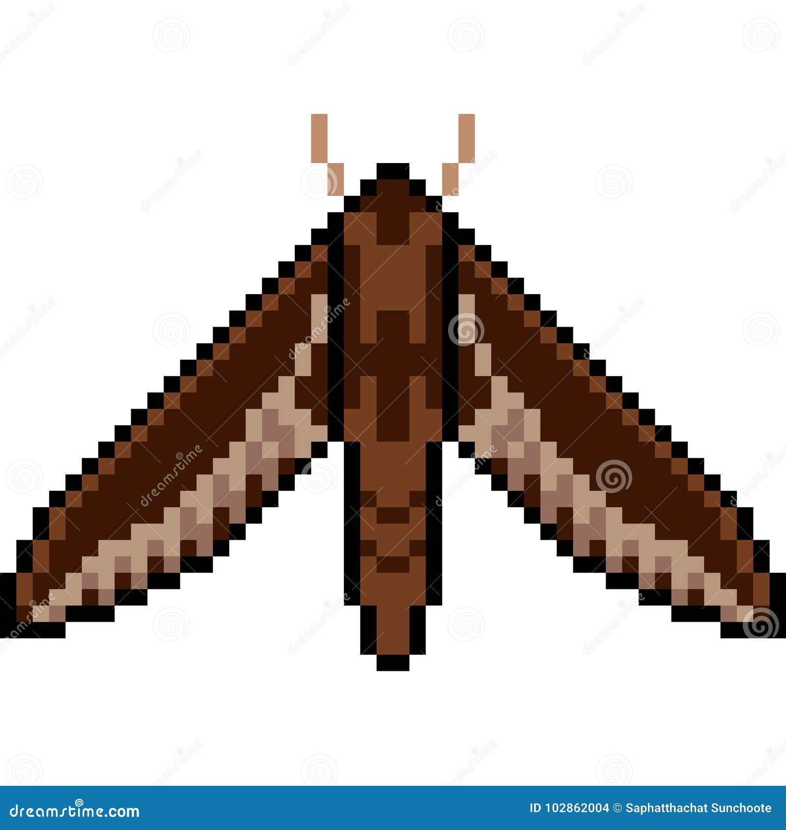Vector Pixel Art Insect Moth Stock Vector - Illustration of staff, wing ...
