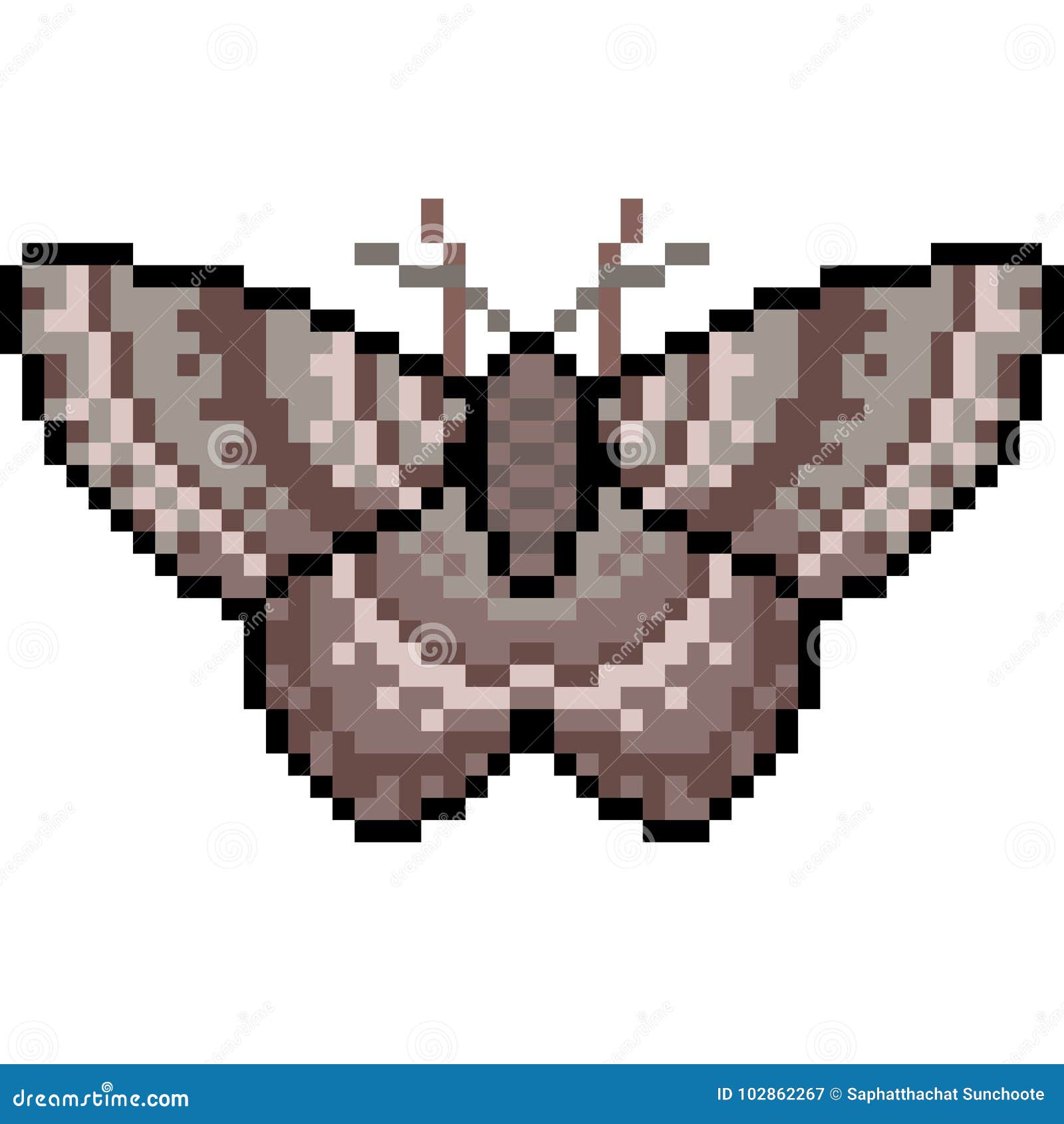 Vector Pixel Art Insect Moth Stock Vector - Illustration of butterfly ...