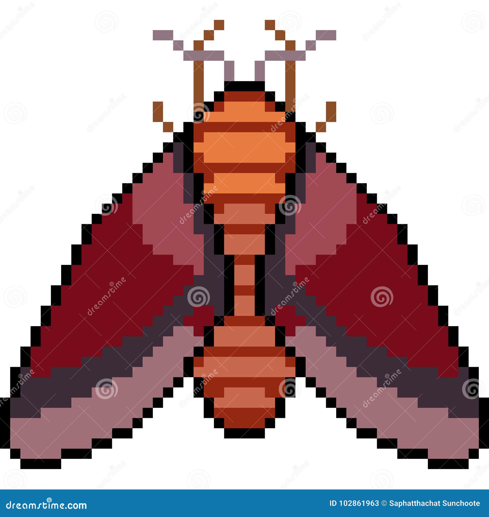Vector Pixel Art Insect Moth Stock Vector - Illustration of vector ...