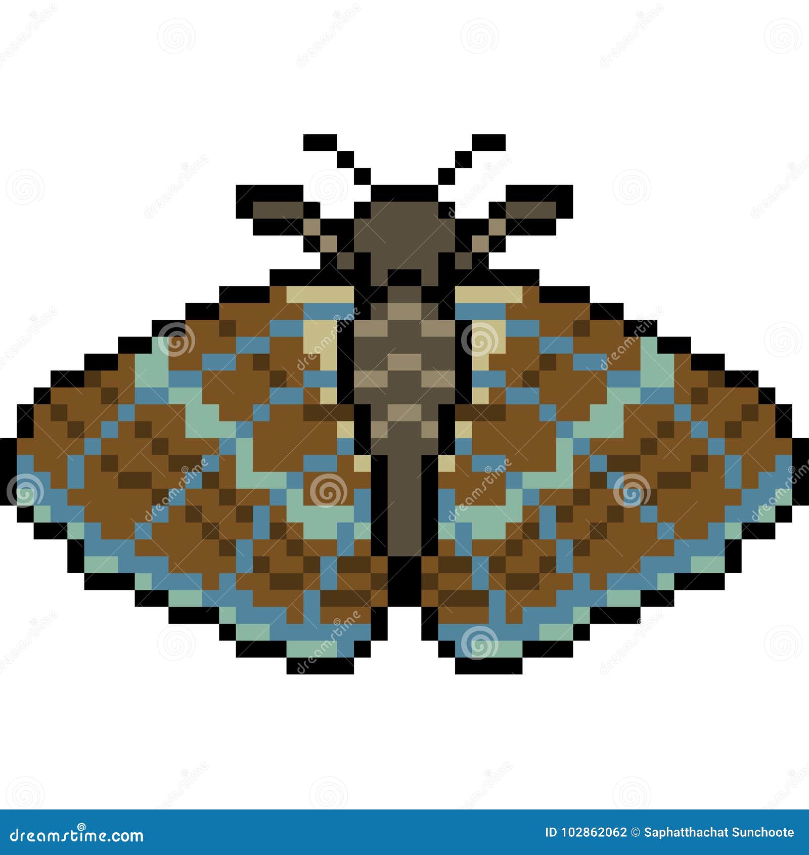 Vector Pixel Art Insect Moth Stock Vector - Illustration of isolated ...