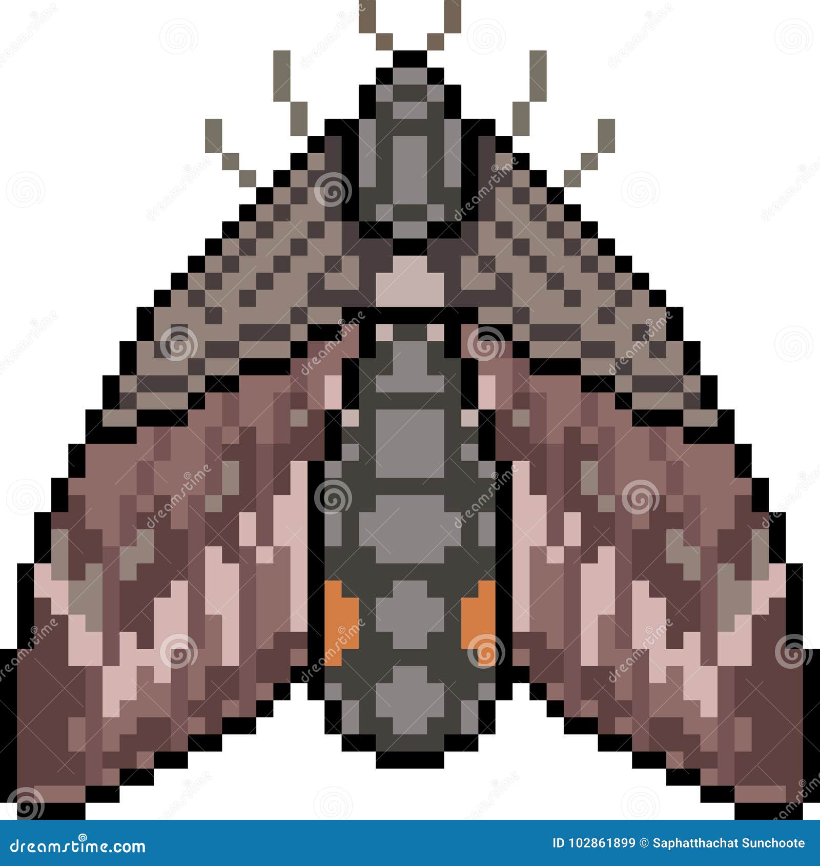 Vector Pixel Art Insect Moth Stock Vector - Illustration of isolated ...