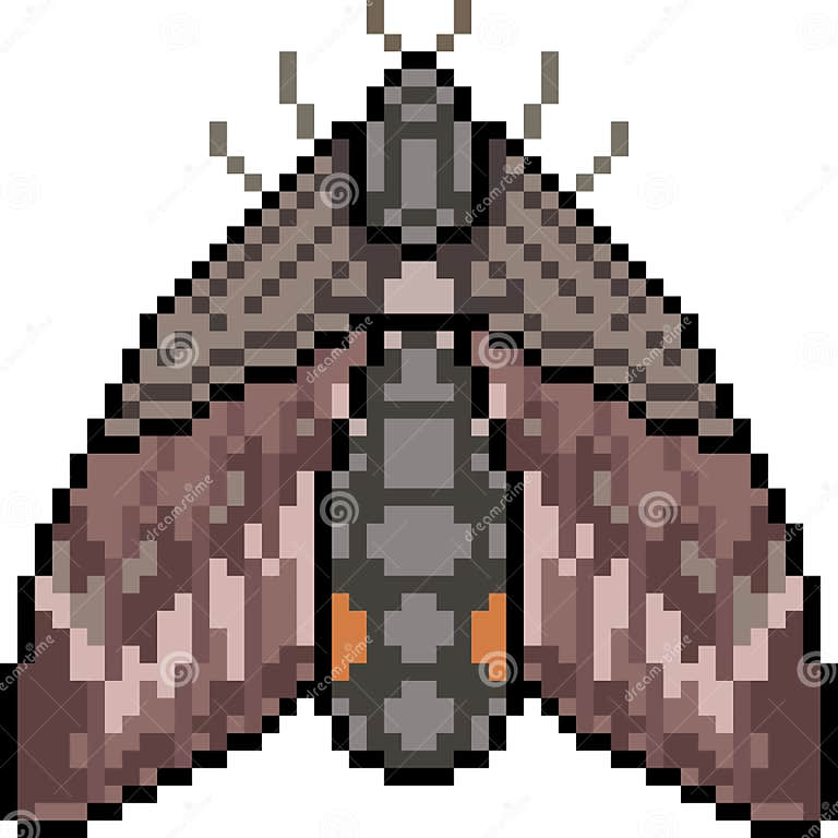 Vector Pixel Art Insect Moth Stock Vector - Illustration of isolated ...