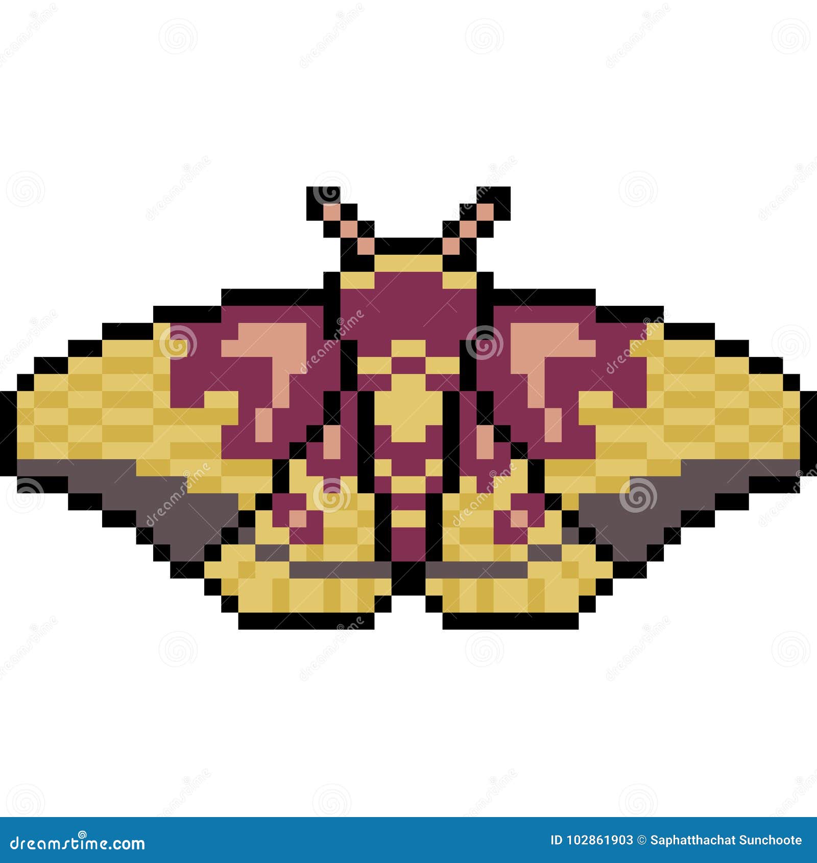 Vector Pixel Art Insect Moth Stock Vector - Illustration of pixel ...