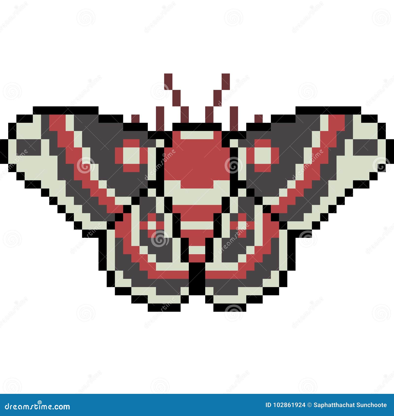 Vector Pixel Art Insect Moth Stock Vector - Illustration of pixel ...