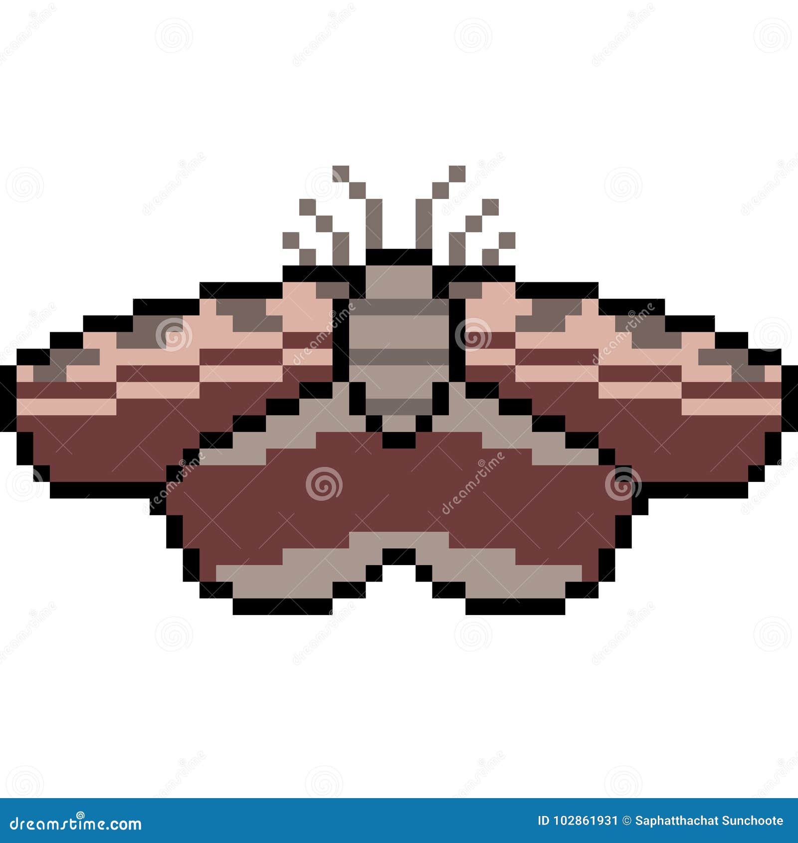 Vector Pixel Art Insect Moth Stock Vector - Illustration of staff ...
