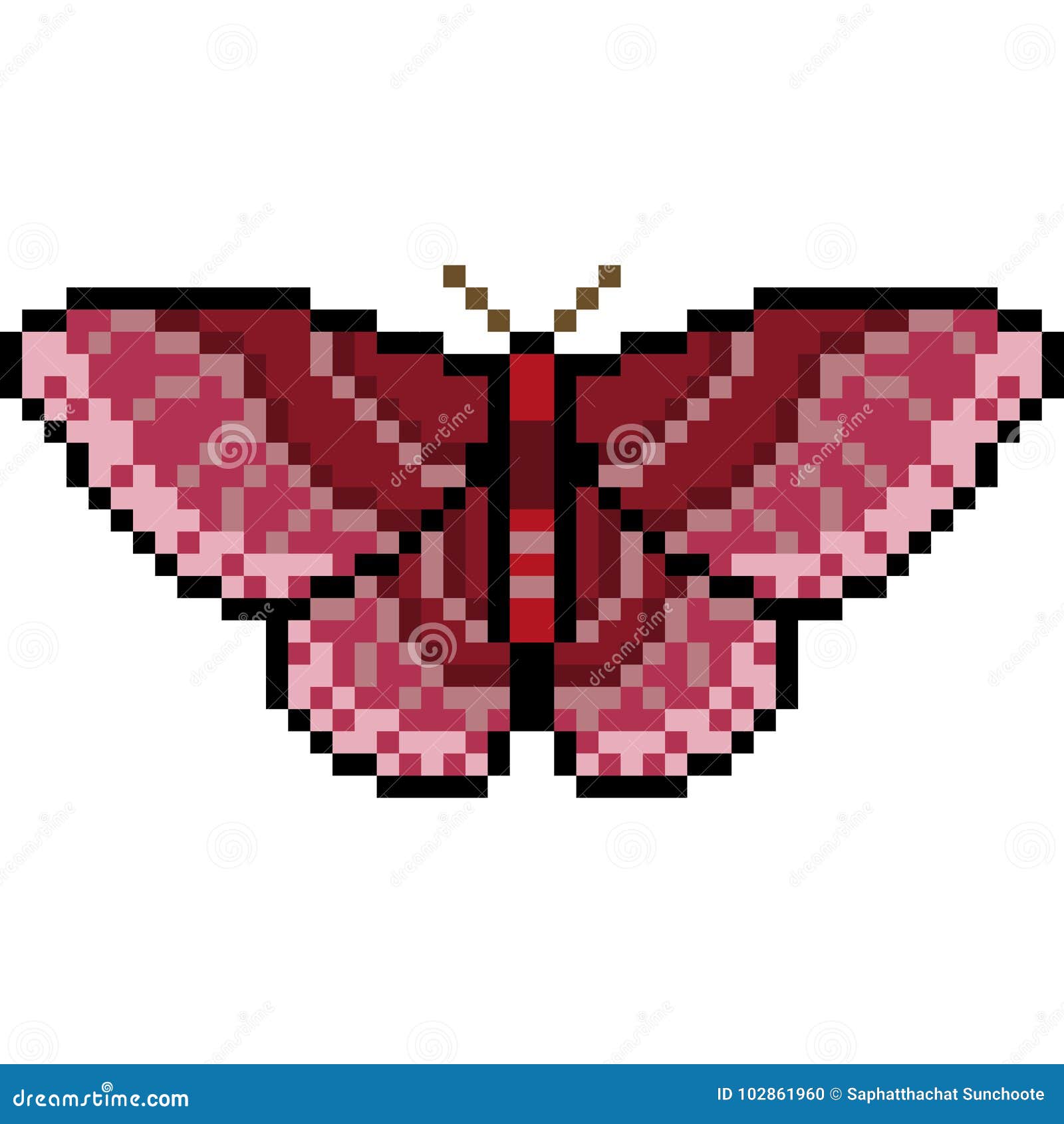 Vector Pixel Art Insect Moth Stock Vector - Illustration of butterfly ...