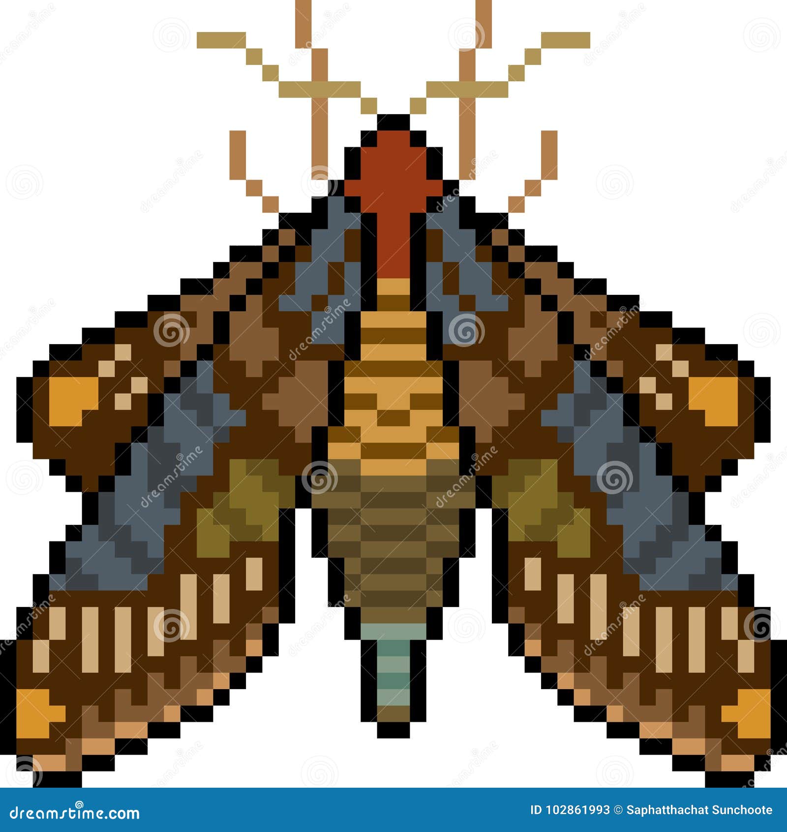 Vector Pixel Art Insect Moth Stock Vector - Illustration of staff ...