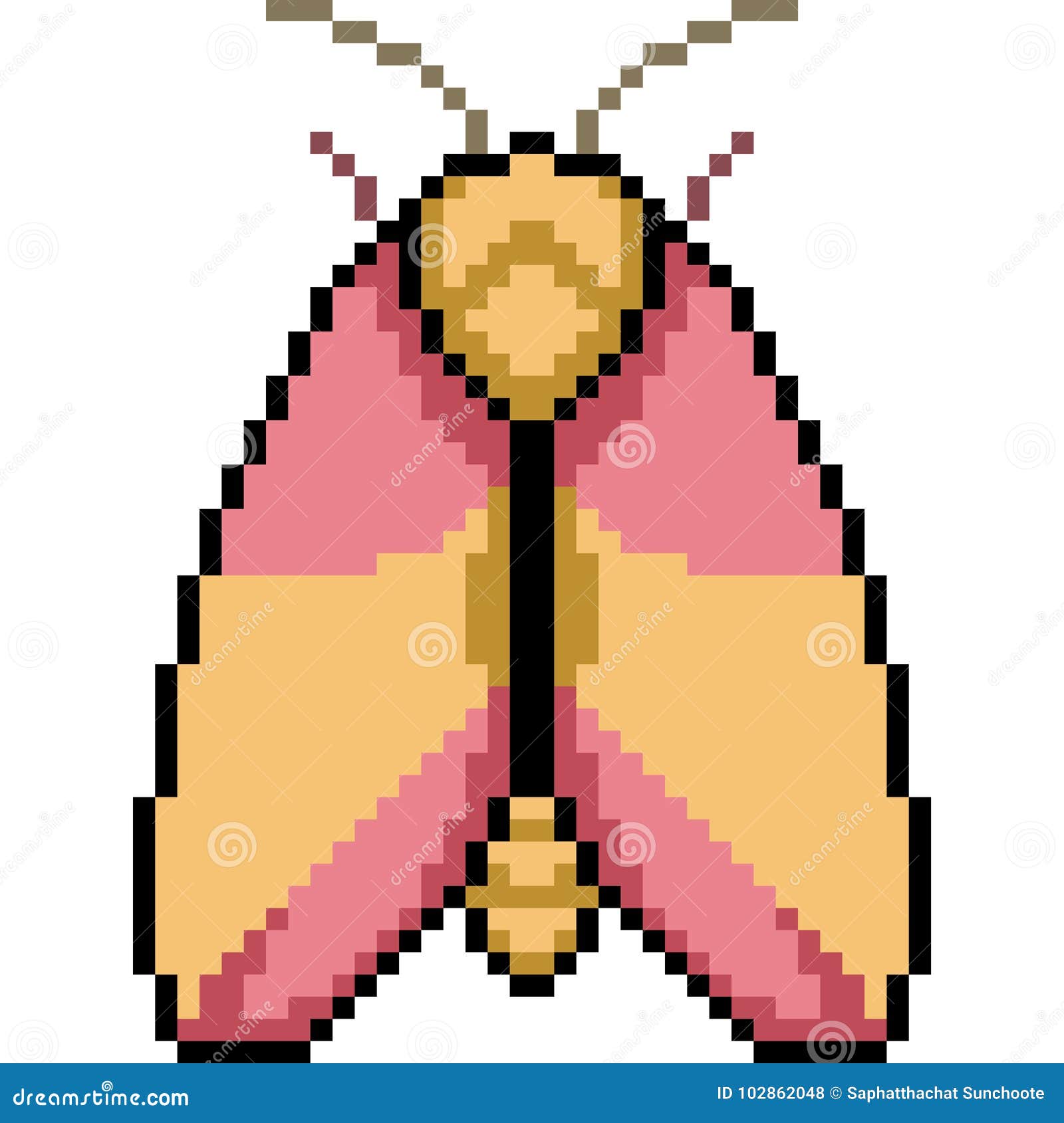 Vector Pixel Art Insect Moth Stock Vector - Illustration of pixel ...