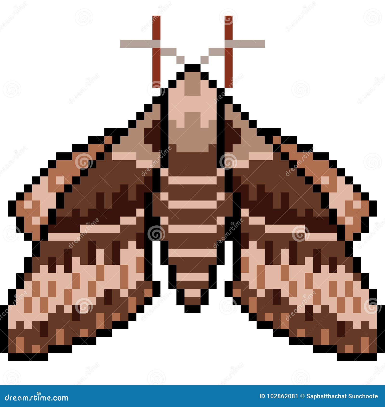Vector Pixel Art Insect Moth Stock Vector - Illustration of pixel ...