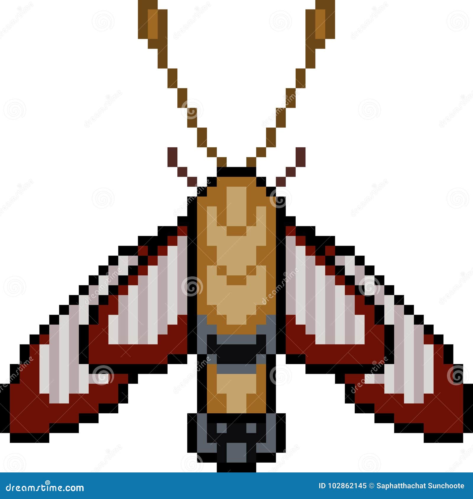 Vector Pixel Art Insect Moth Stock Vector - Illustration of vector ...
