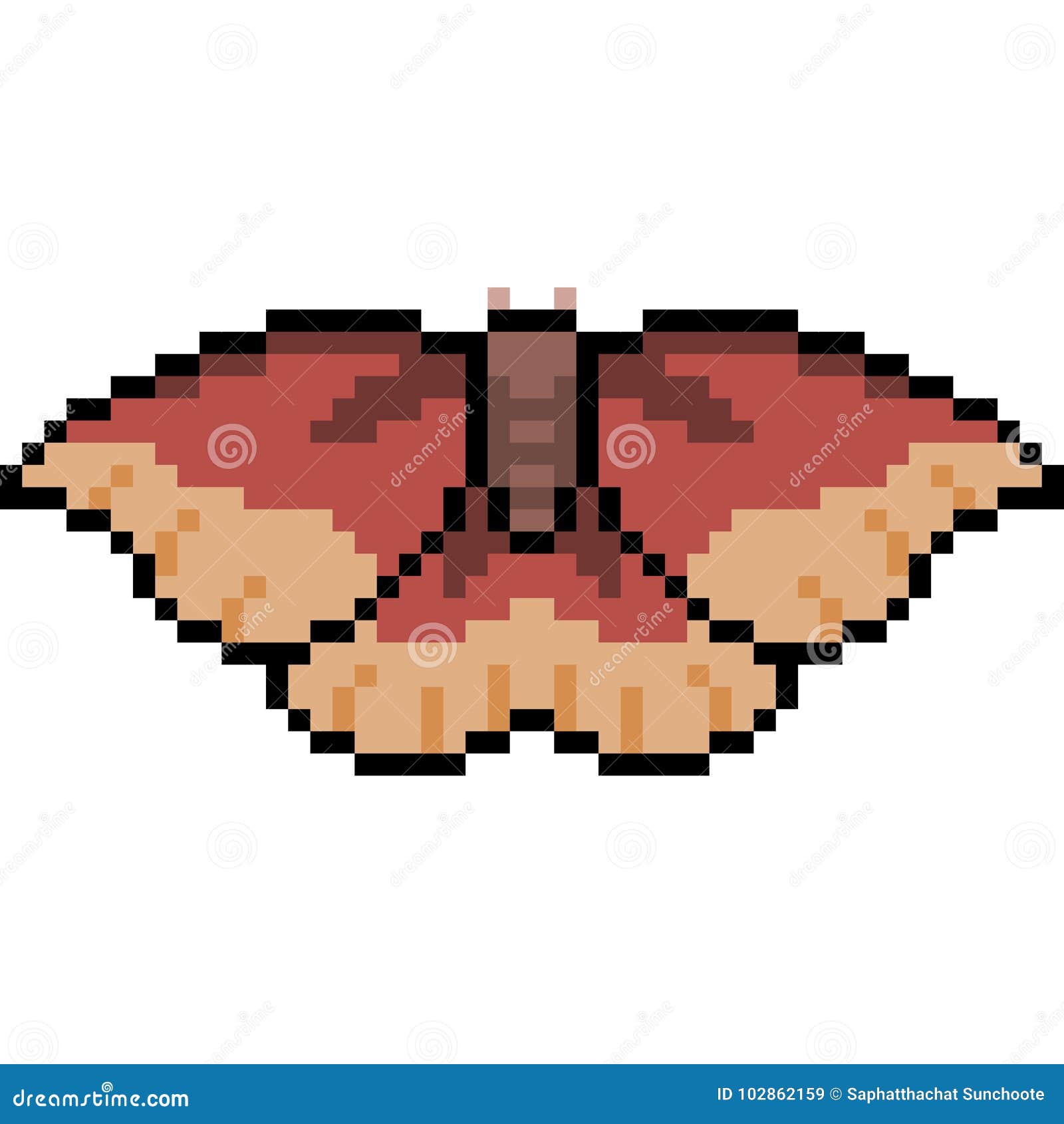 Pixel Art Insect Moth Cartoon Vector | CartoonDealer.com #102862165