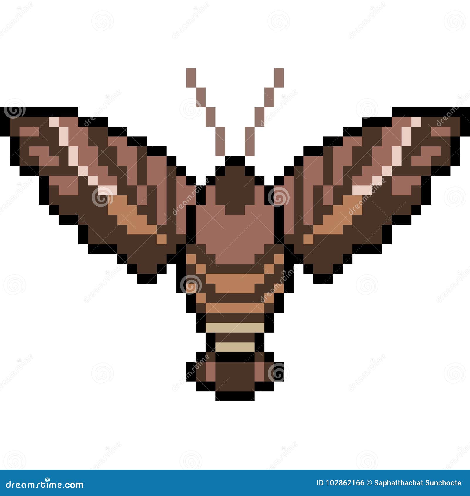 Vector Pixel Art Insect Moth Stock Vector - Illustration of pattern ...