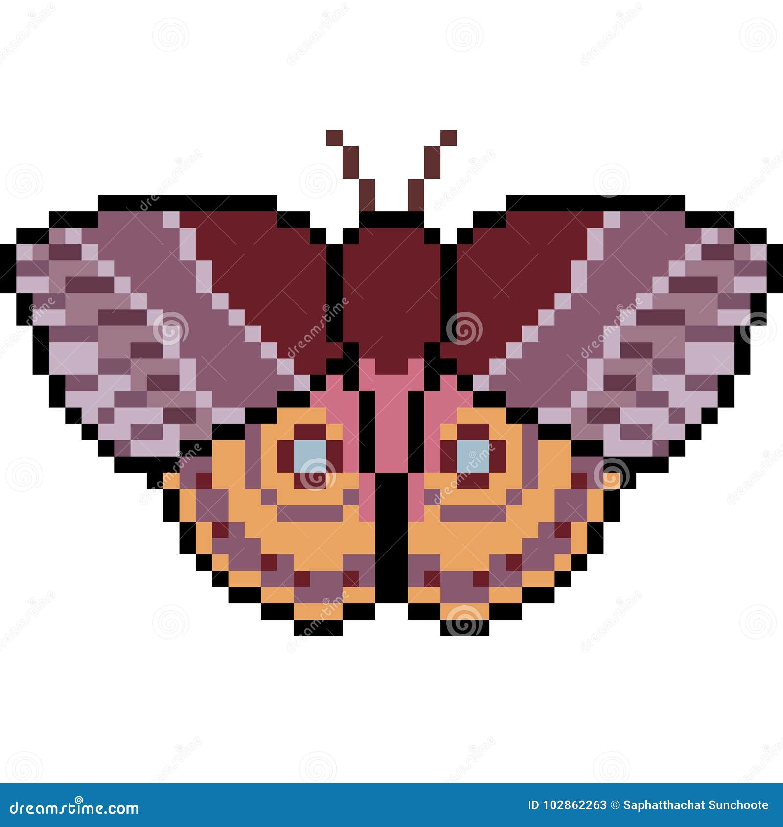 Vector Pixel Art Insect Moth Stock Vector - Illustration of vector ...