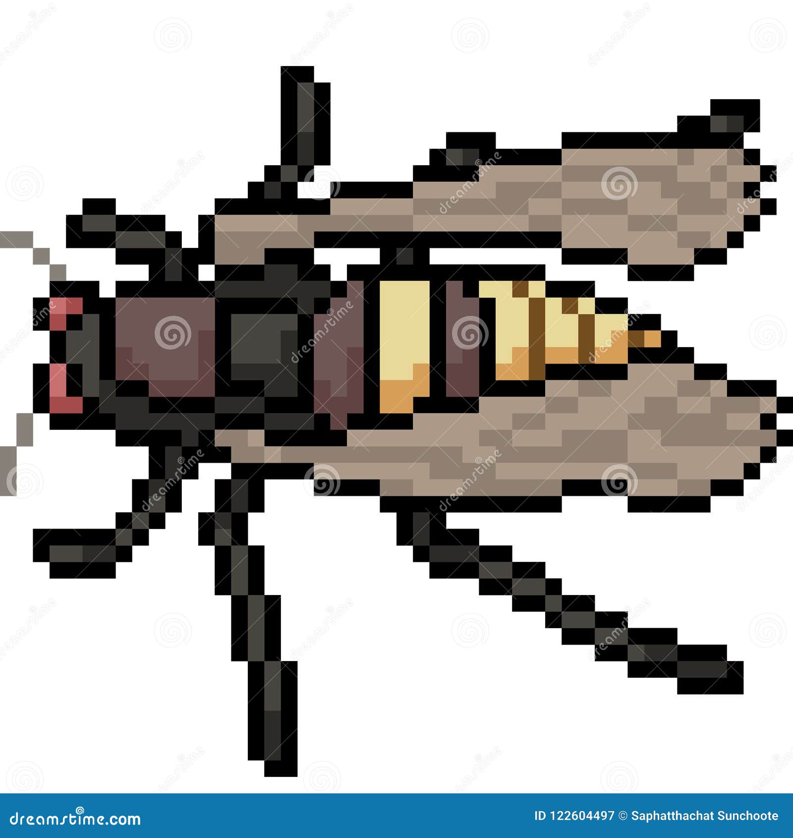 Vector Pixel Art Insect Moth Stock Vector - Illustration of wasp, moth ...
